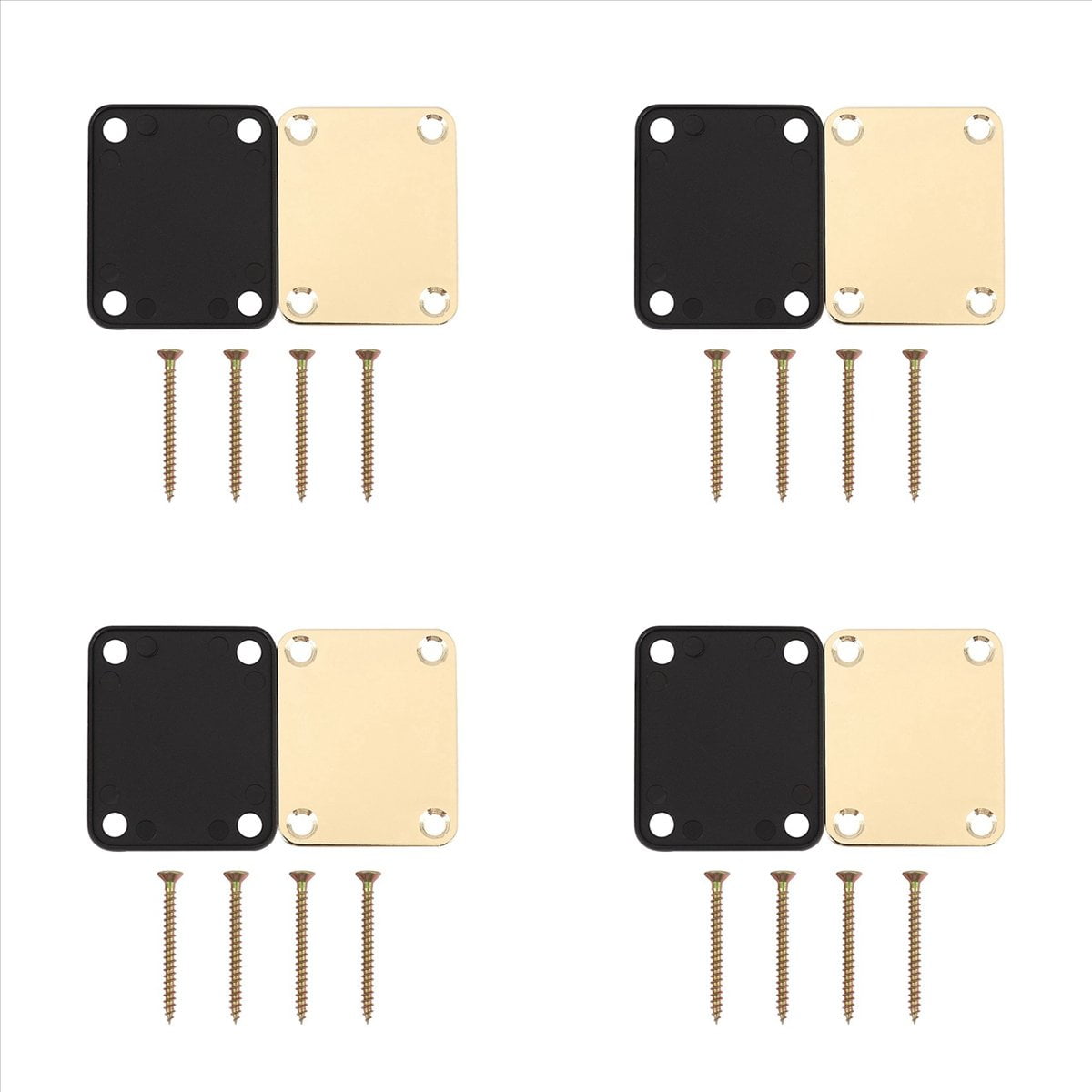 4X Gold Neck Plate with 4 Screws Replacement Part for Strat Electric ...