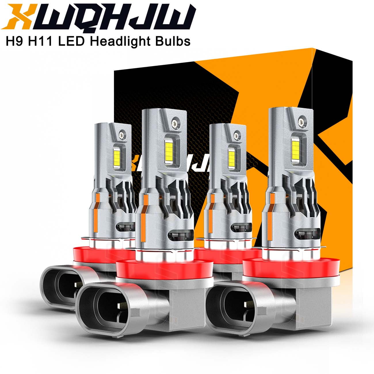 4X H9 H11 LED Headlight high & low Beam Bulbs Combo Kit 6000k For ...