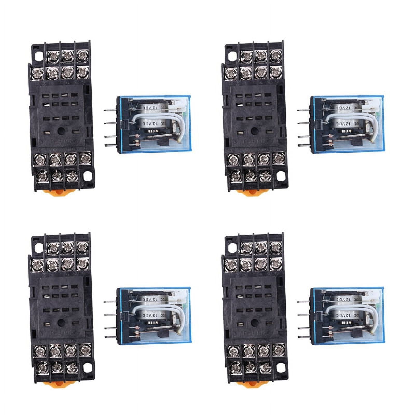 4X HH54P DC 12V Coil 4PDT 14 Pins Electromagnetic Power Relay DYF14A Base - Walmart.com