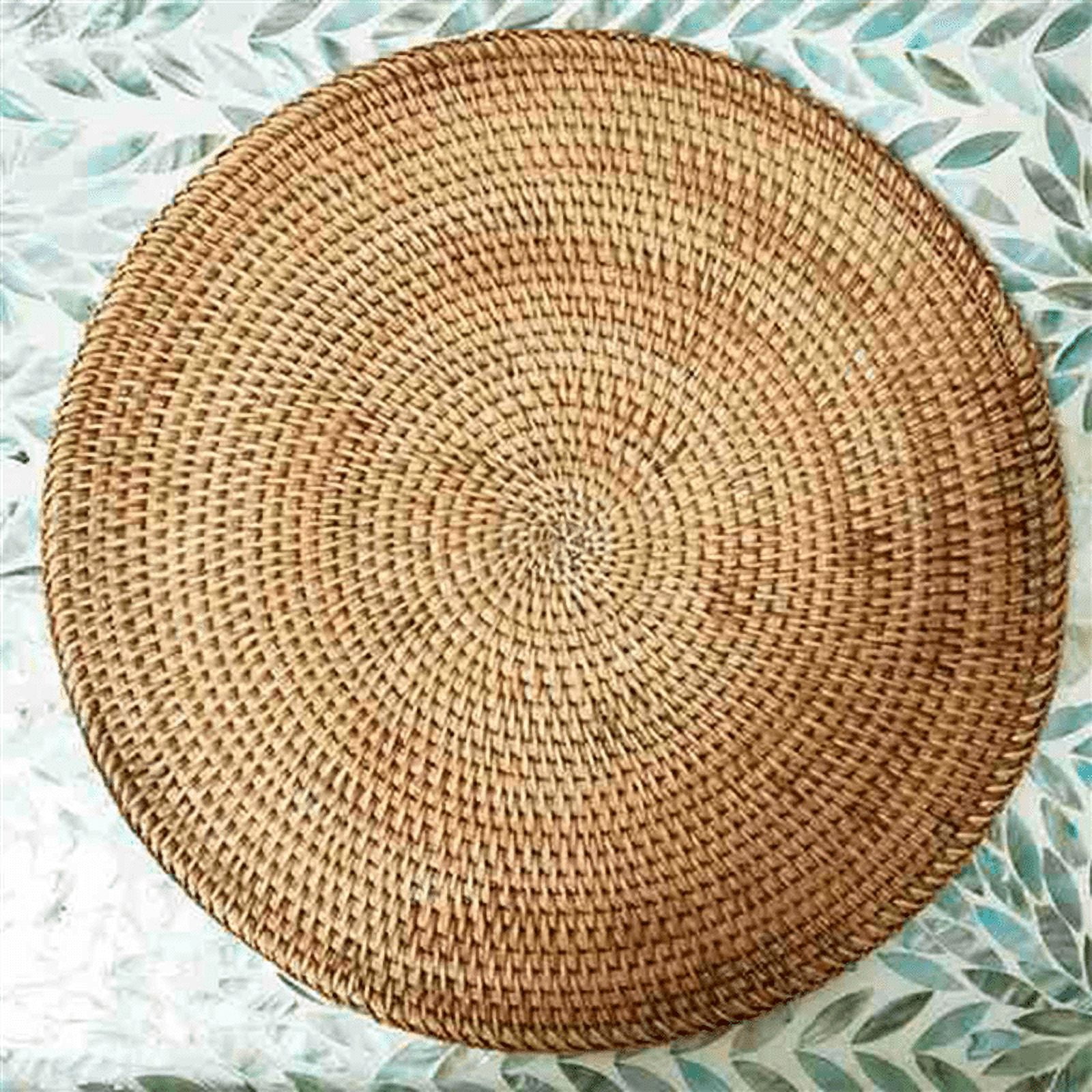 4X Handwoven Rattan Placemats,Round Wicker Table Mats, Natural Woven ...