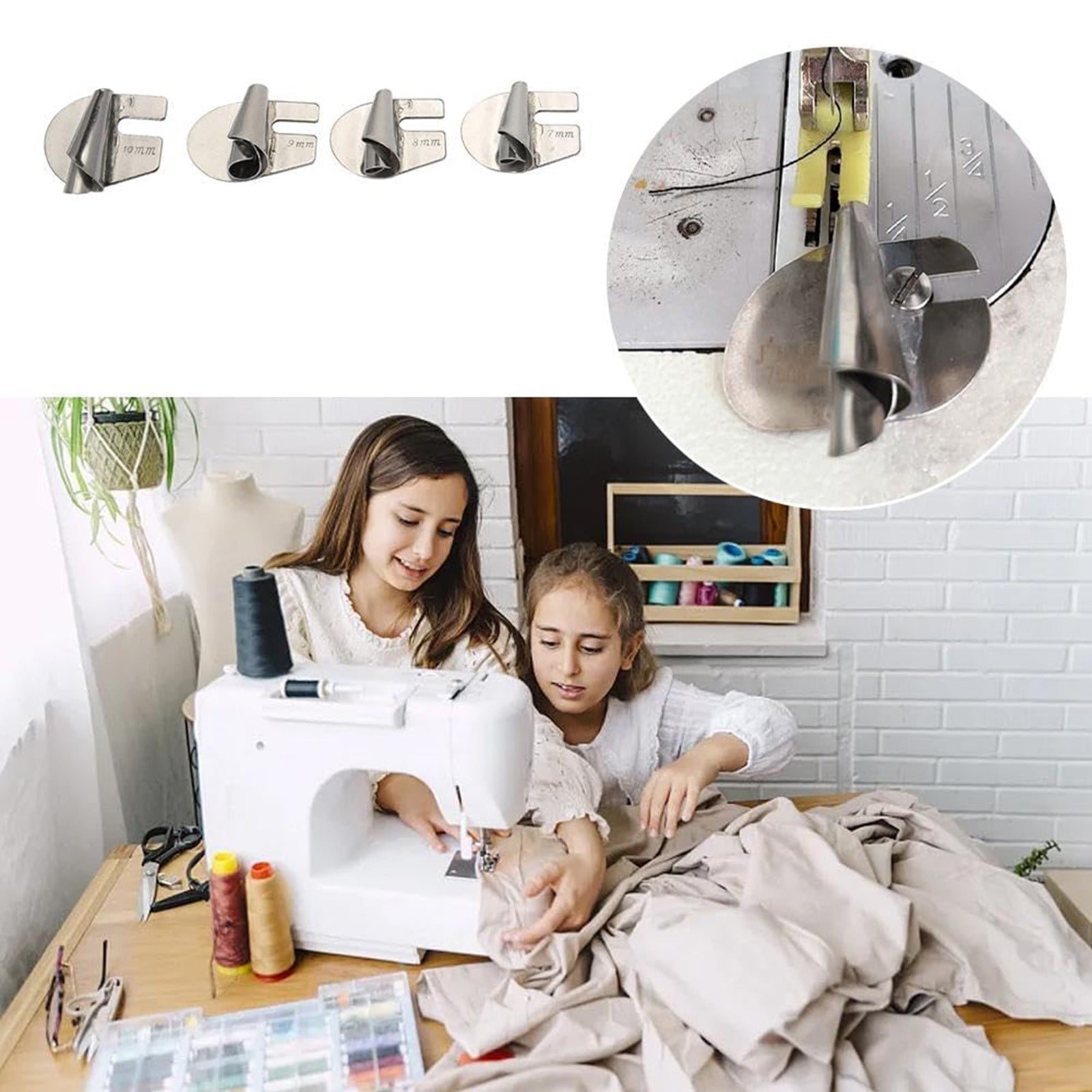 4X Hemming Machine,Universal Sewing Rolled Hemmer Foot Set 3 10Mm Wide ...