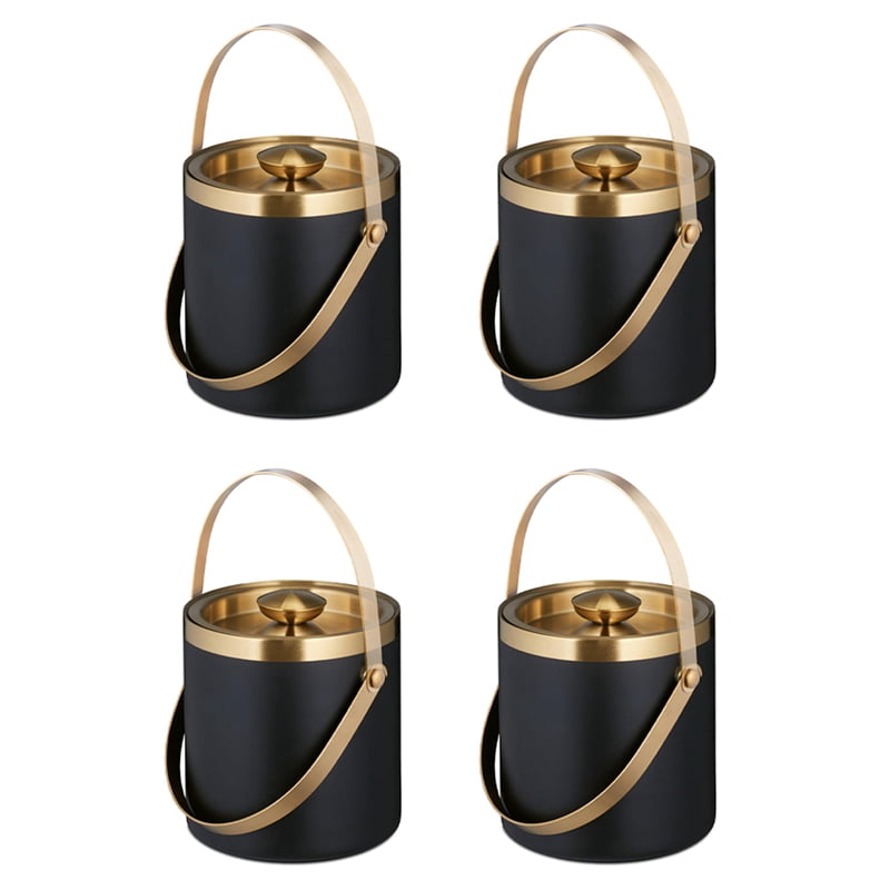 4X Ice Bucket, Stainless Steel, Double-Walled, Ice Bucket with Lid ...