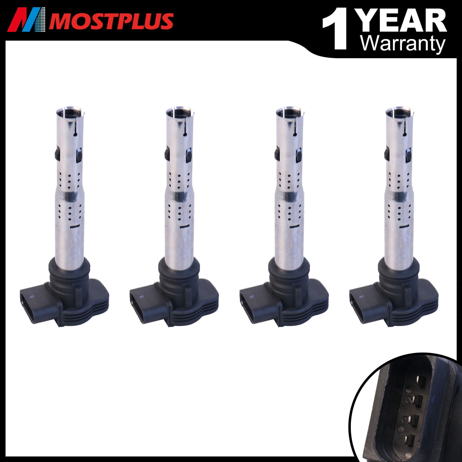 4X Ignition Coils For Volkswagen Beetle Golf Jetta Passat Rabbit Audi ...