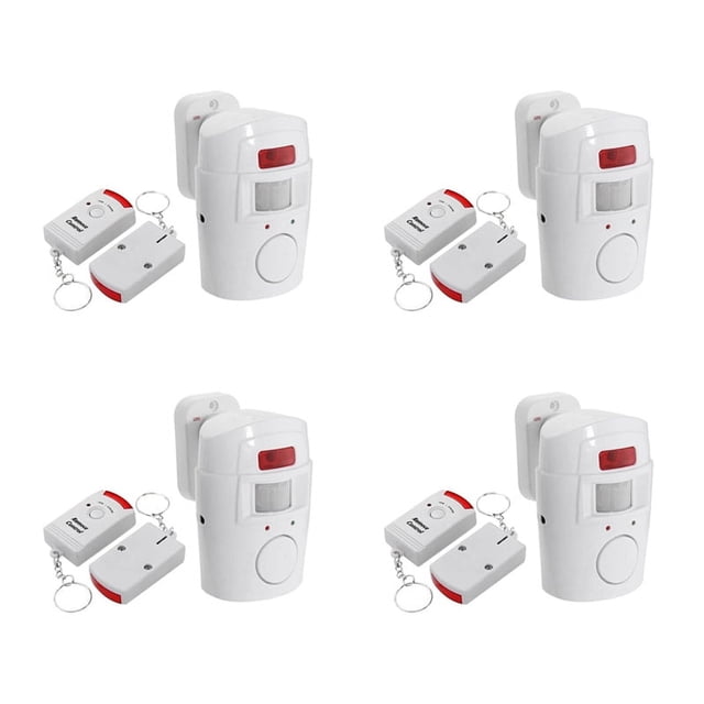 4X Infrared Motion Sensor Alarm - Burglar Alarm with 2 Remote Controls ...