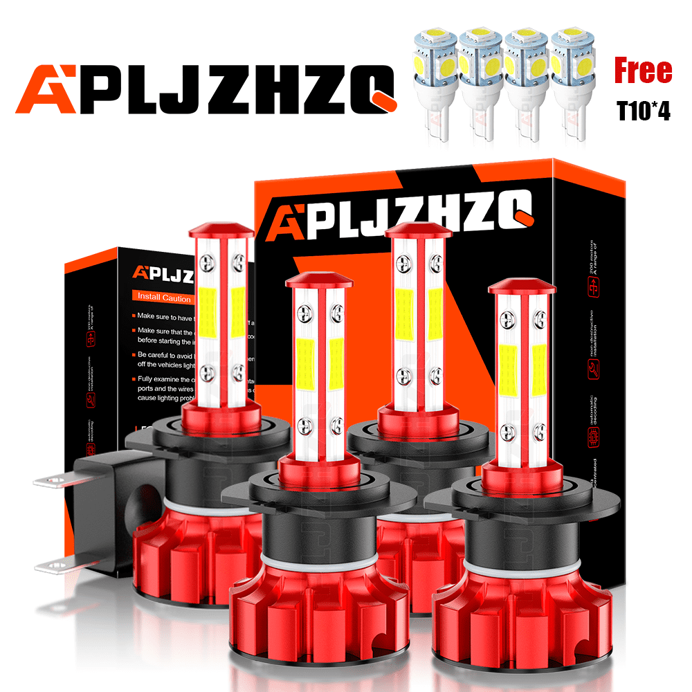 4X LED Focos Para Auto Carro H7+H7 Luz De Coche Faros Faro Delanteros ...