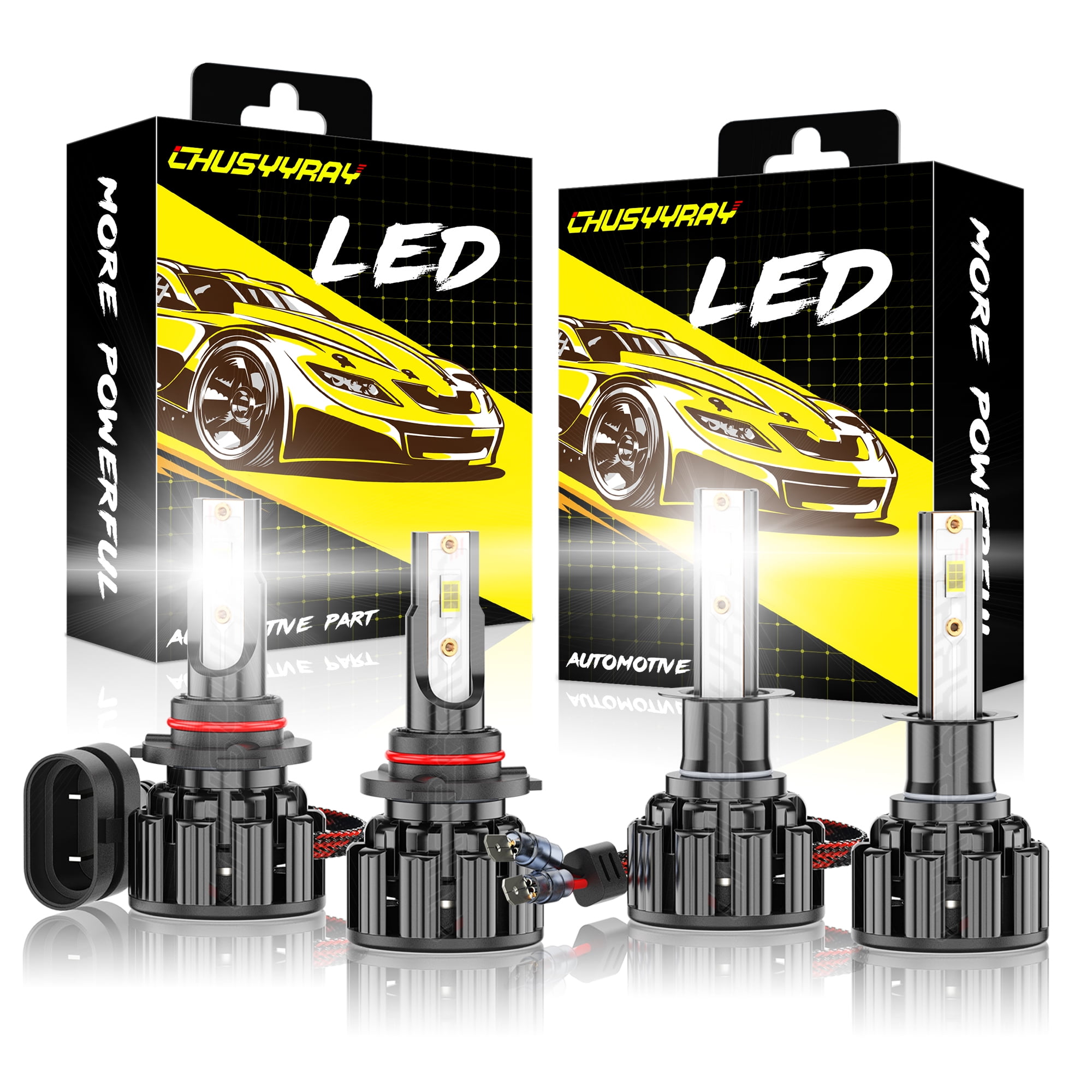 4X LED Headlights 9005 H1 6000K High Low Beam Bulbs Combo Kit For 2005 ...