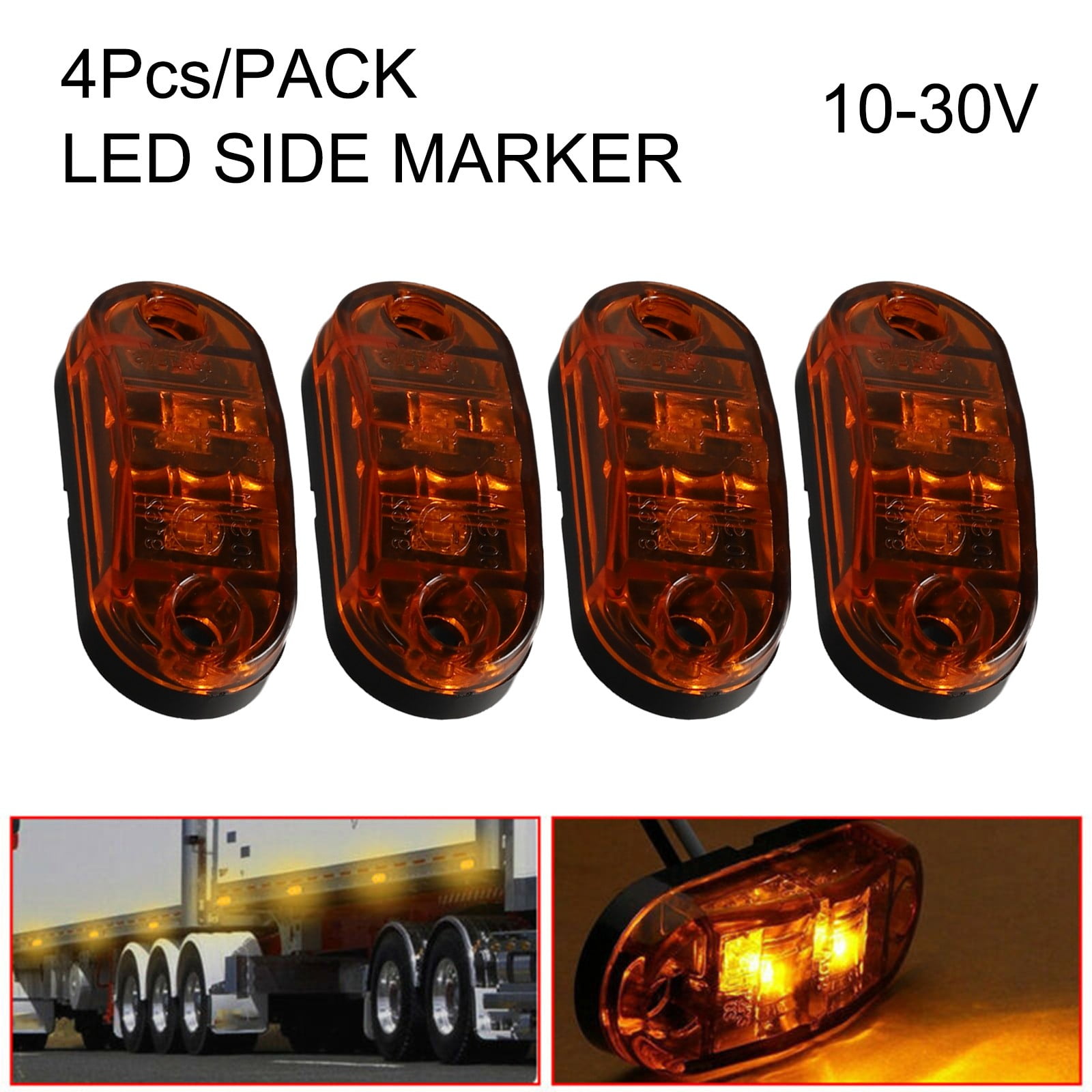 4x LED Front Side Marker Indicator Light 12V 24V Car Truck Van Trailers ...