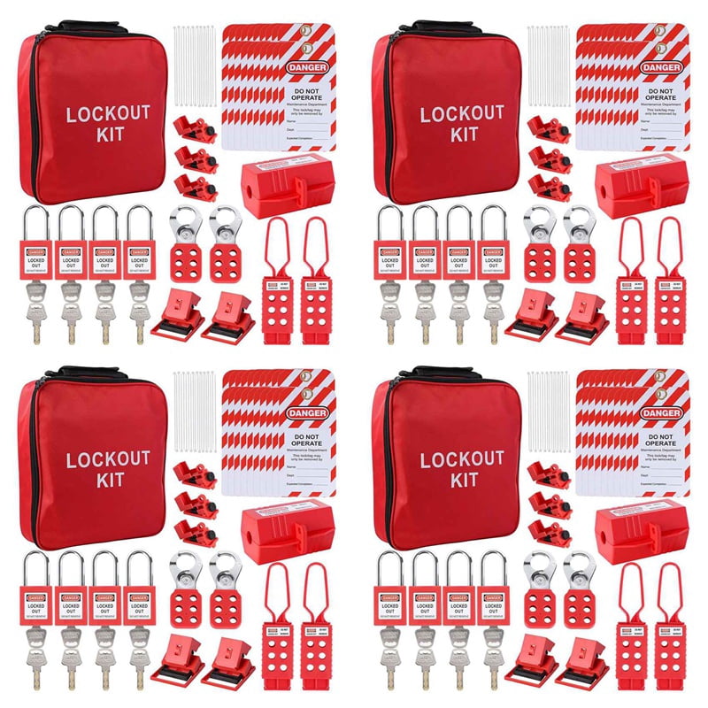 4X Lockout Tagout Kit, Electrical -Kit with Circuit Breaker Lockout ...