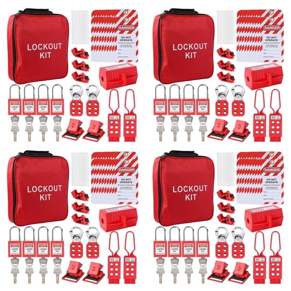 4X Lockout Tagout Kit, Electrical -Kit with Circuit Breaker Lockout ...