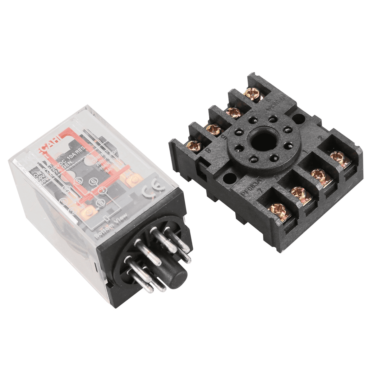 4X MK2P-I Clear Shell DPDT AC220V Coil Power Relay Socket Base ...