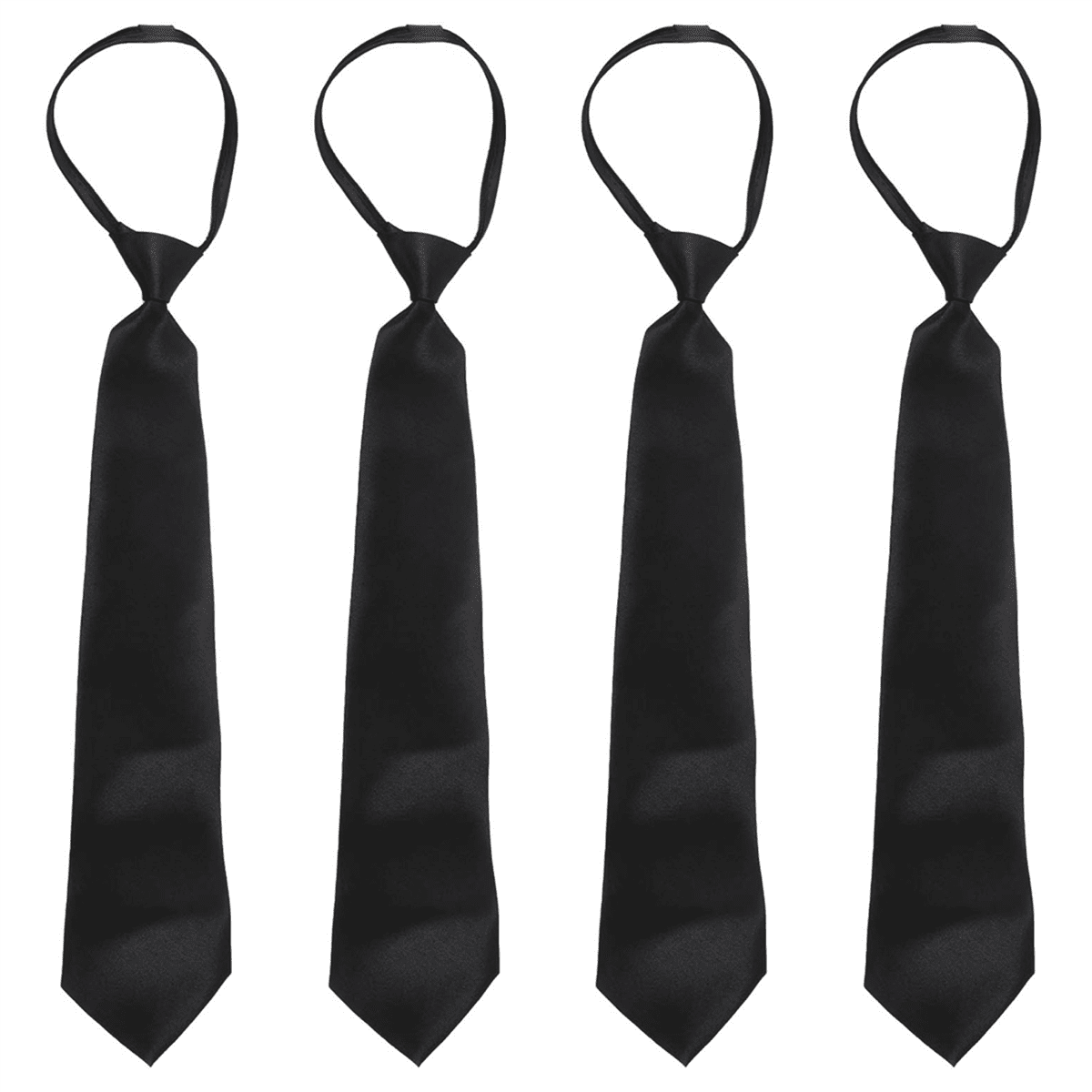 4X Men Solid Black Polyester Zip Up Necktie Smooth Zipper Tie - Walmart.com