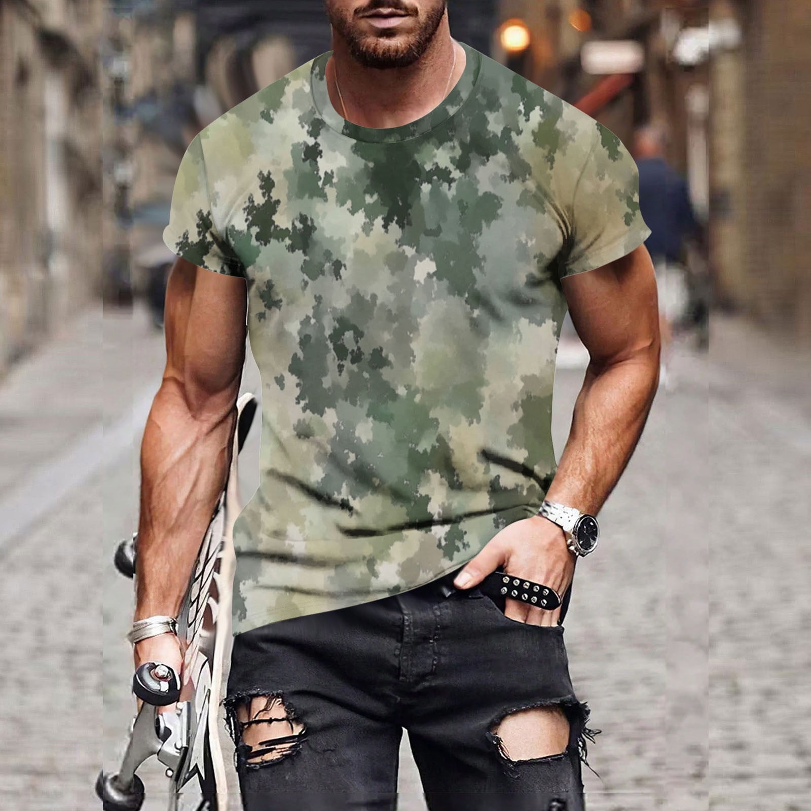 4X Mens T Shirts Big & Tall M-5XL Plus Size Short Sleeve Crewneck ...