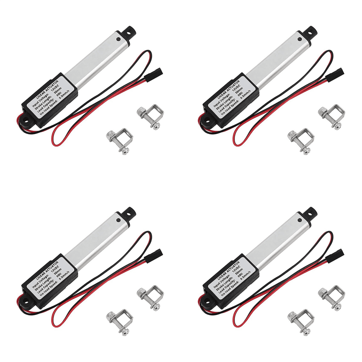 4X Micro-Linear Actuator, 2 Inch Stroke, 90N/20.3Lb,Speed 9.5mm/S ...