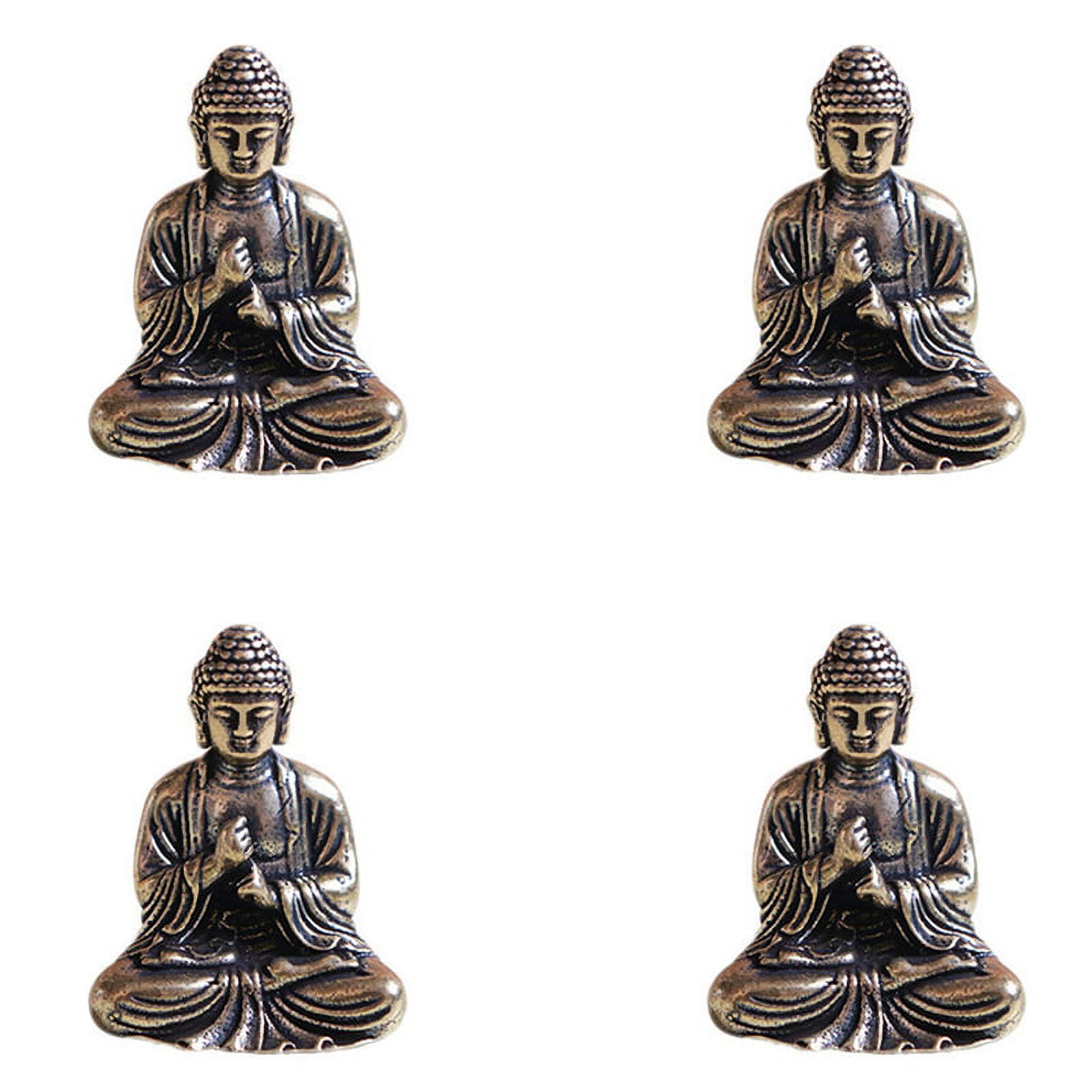 4X Mini Buddha Statue Bronze Buddha Statue Chinese Buddhism Pure Copper ...