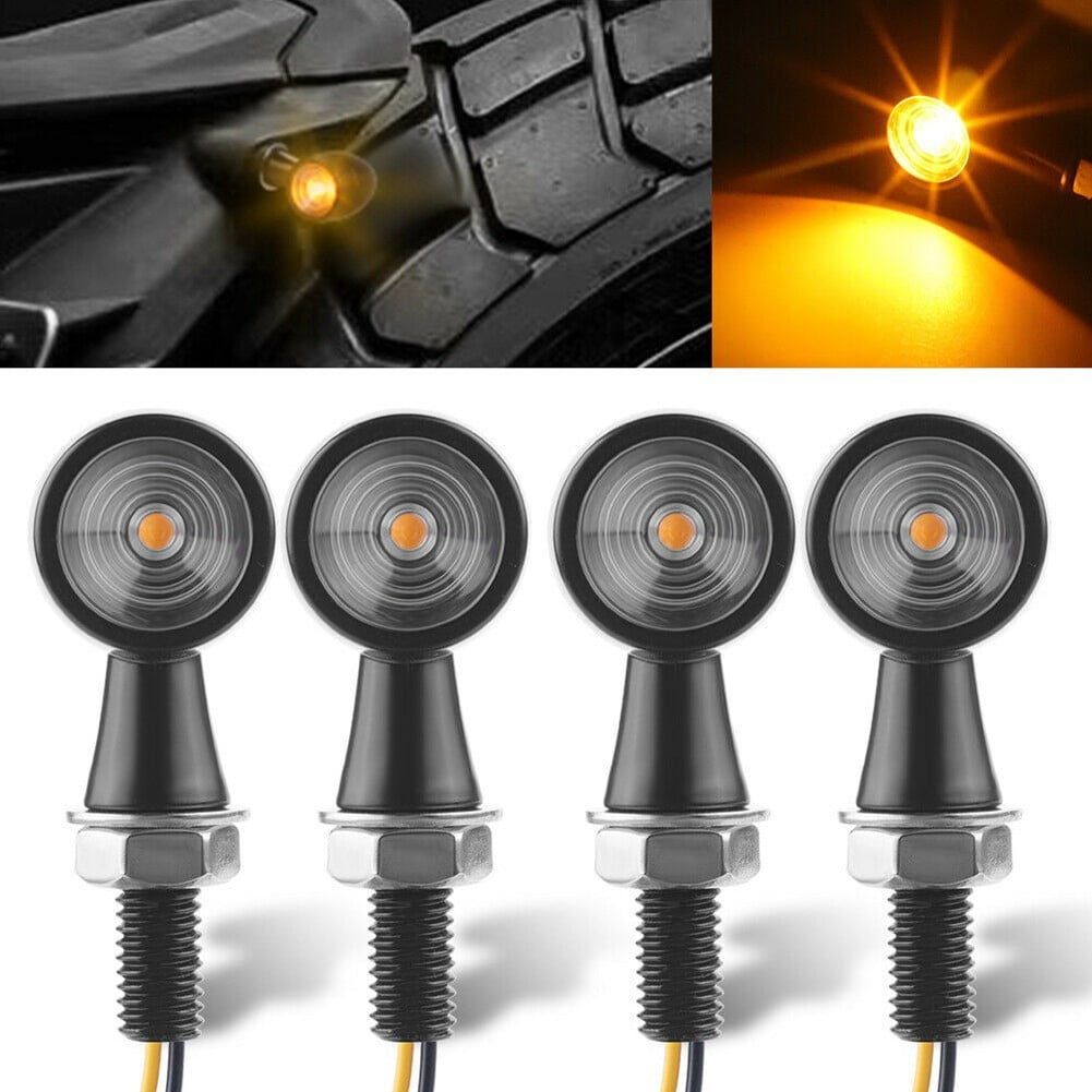 4X Mini LED Motorcycle Brake Turn Signals Indicator Amber Blinker Light ...