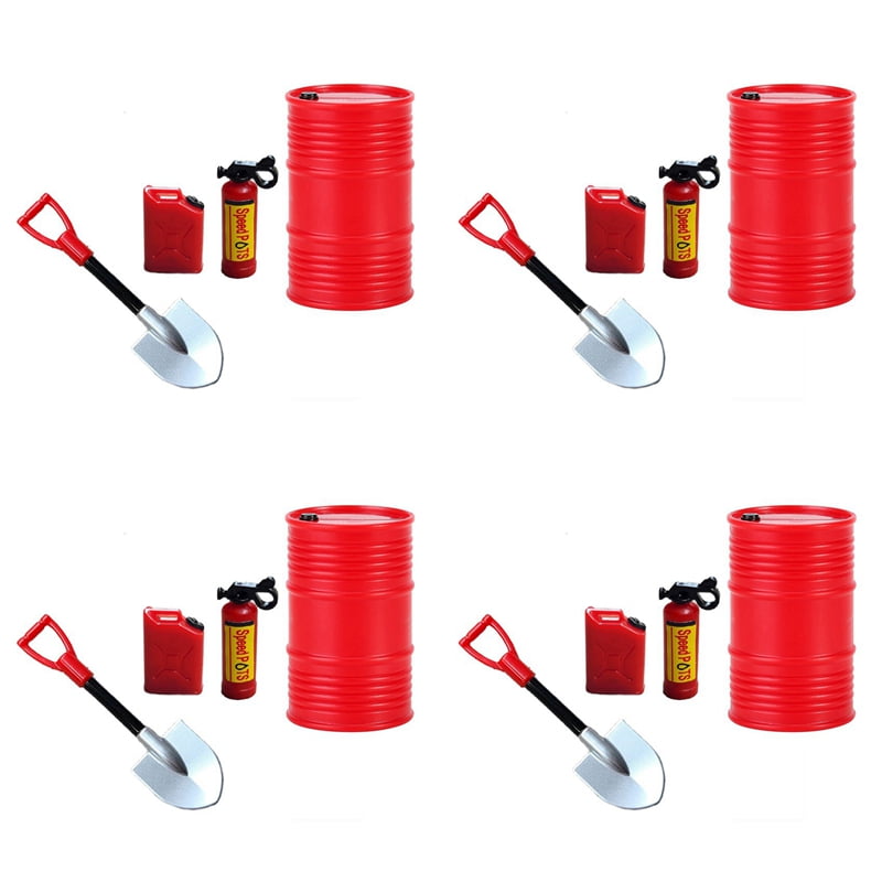 4X Mini Shovel Fuel Tank Oil Drum Decoration for Axial SCX24 C10 JLU 1/ ...