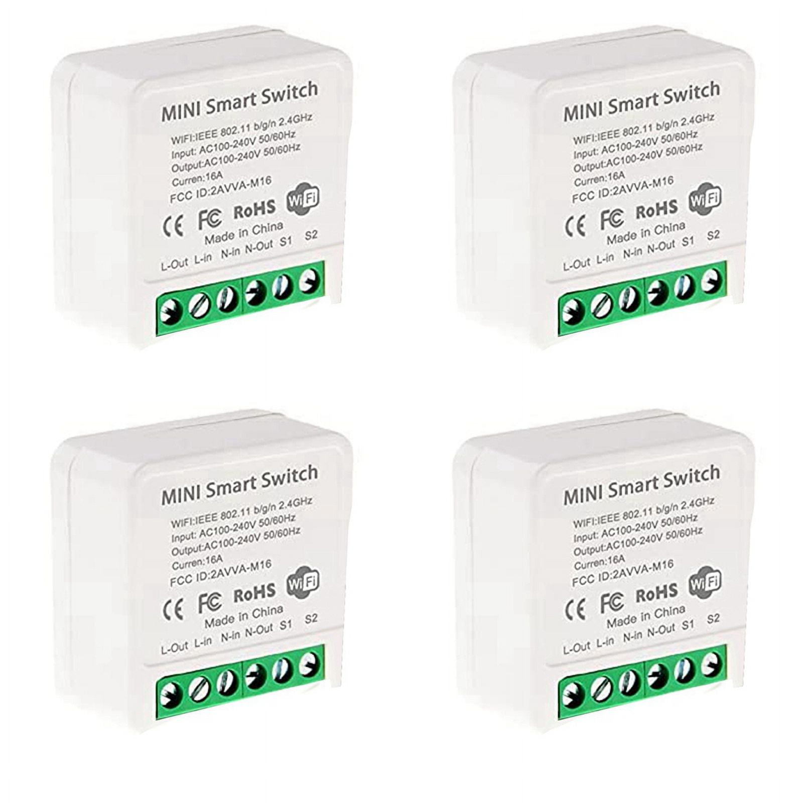 4X Mini Smart WiFi Relay Switch, DIY Light Switch Module Smart Life ...