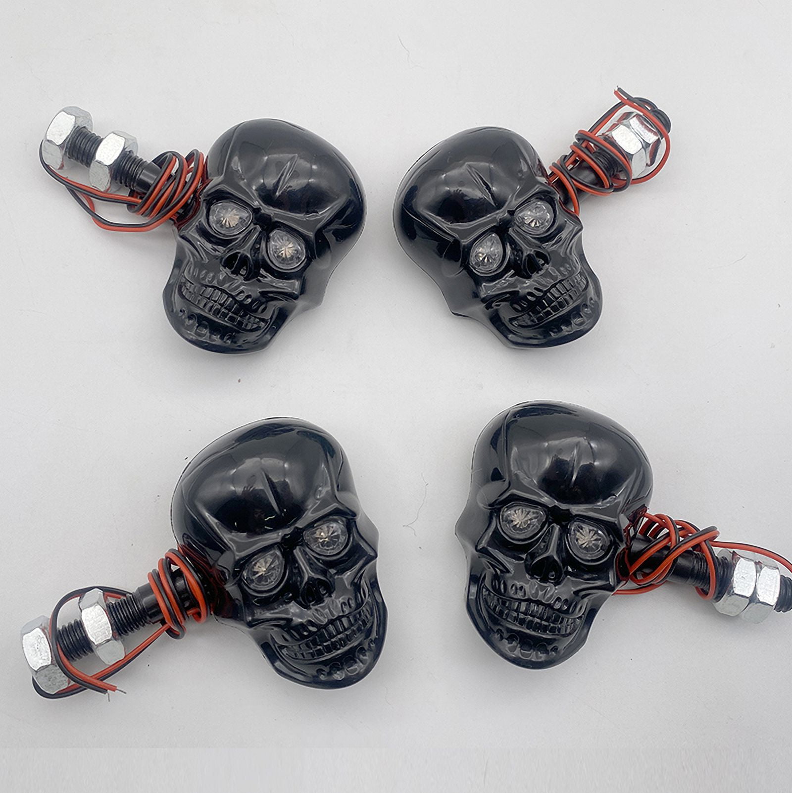 4X Motorcycle LED Skull Turn Signal Lights For Harley Cafe Racer Bobber ...