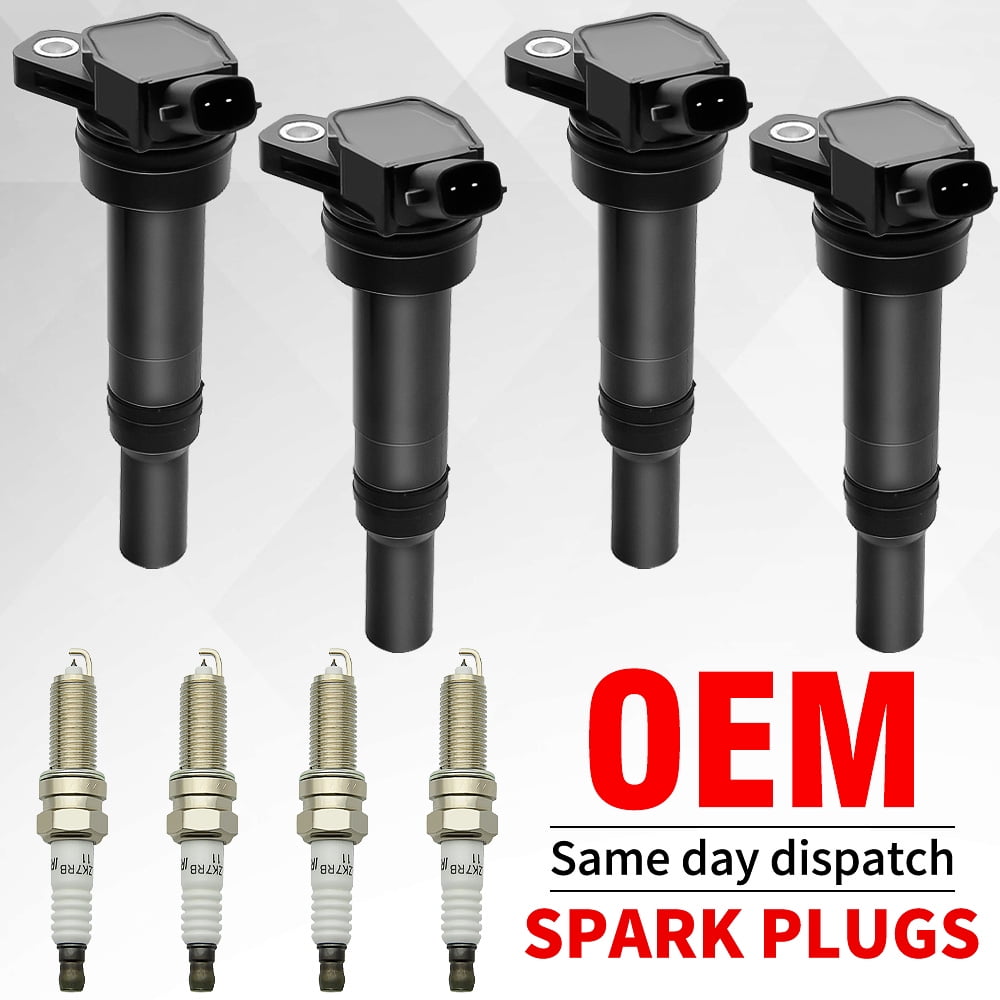4X OEM Ignition Coil +Spark Plug for Hyundai Elantra Tucson Kia Forte ...