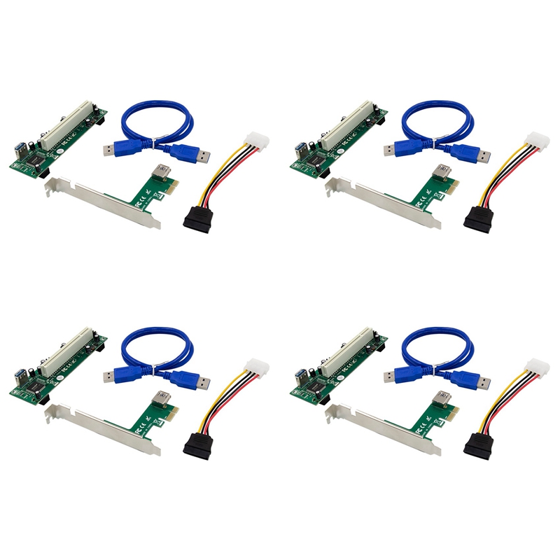 4X PCI-Express to PCI Adapter Card PCIe to Pci Slot Expansion Card with ...