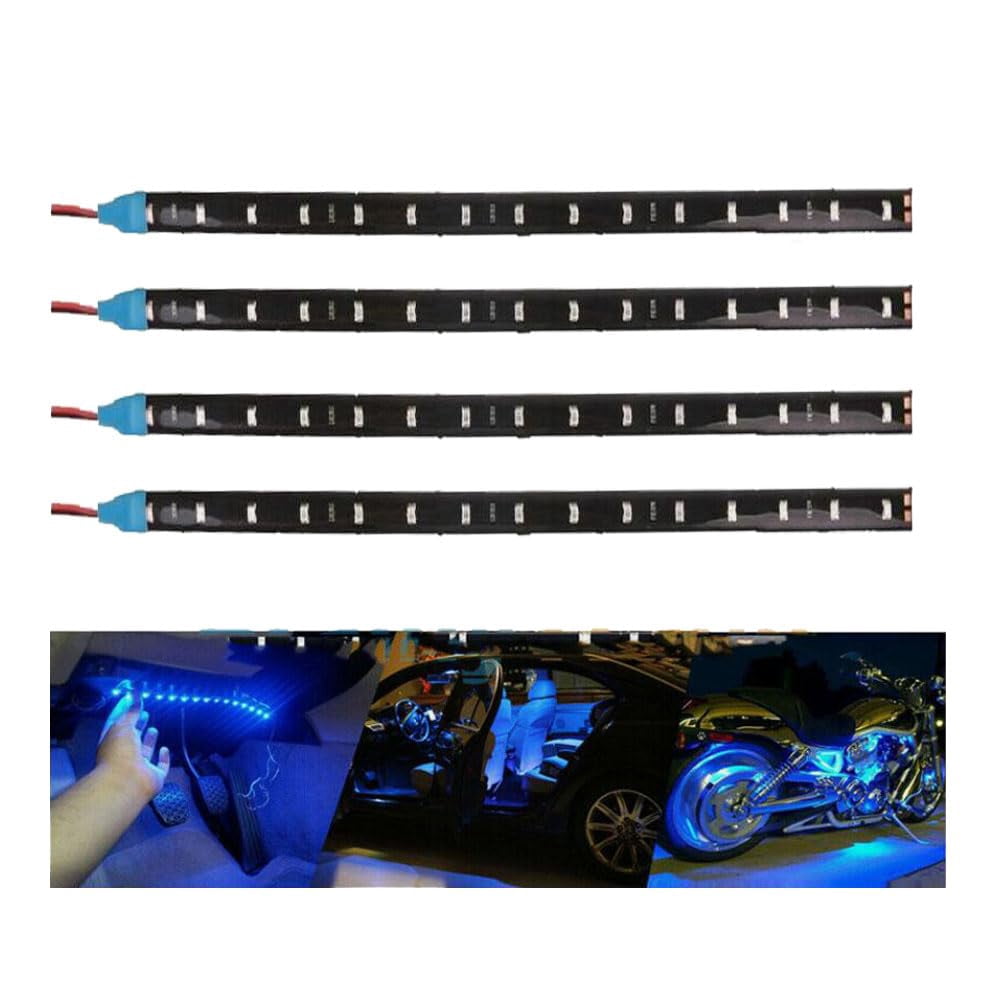 4X PCS 12inch 15SMD CM31 12V Blue LED Strip Light Waterproof for for ...