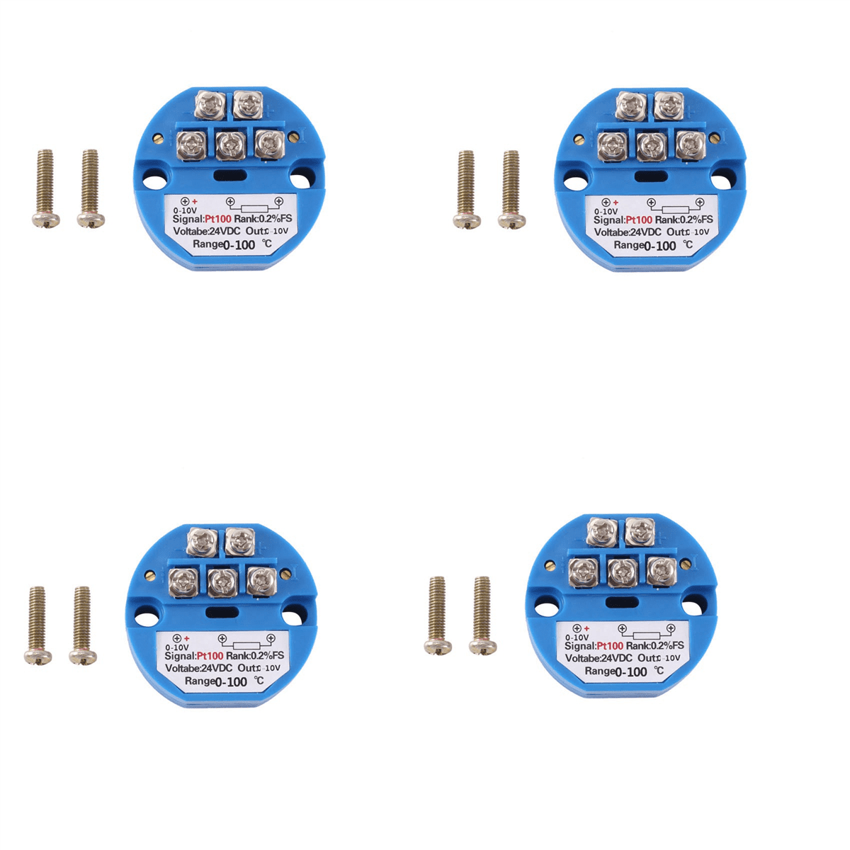 4X PT100 Type to 0-10V 0-100 Degree RTD Input 0-10 A Output DC24V Thermal Resistance Temperature ...