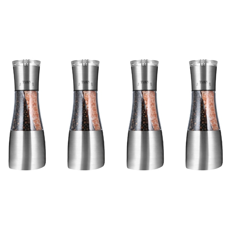 4X Pepper and Salt Grinder 2 in 1,Dual Mill Shaker with Adjustable ...