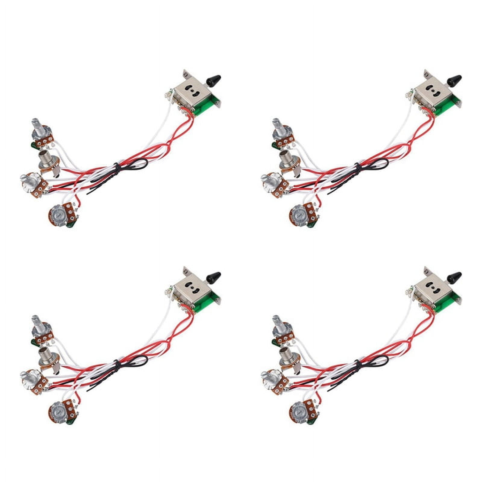 4X Pots for Guitar PreWired 1 Volume 2 Tone Control 5 Way Switch 3-500K ...