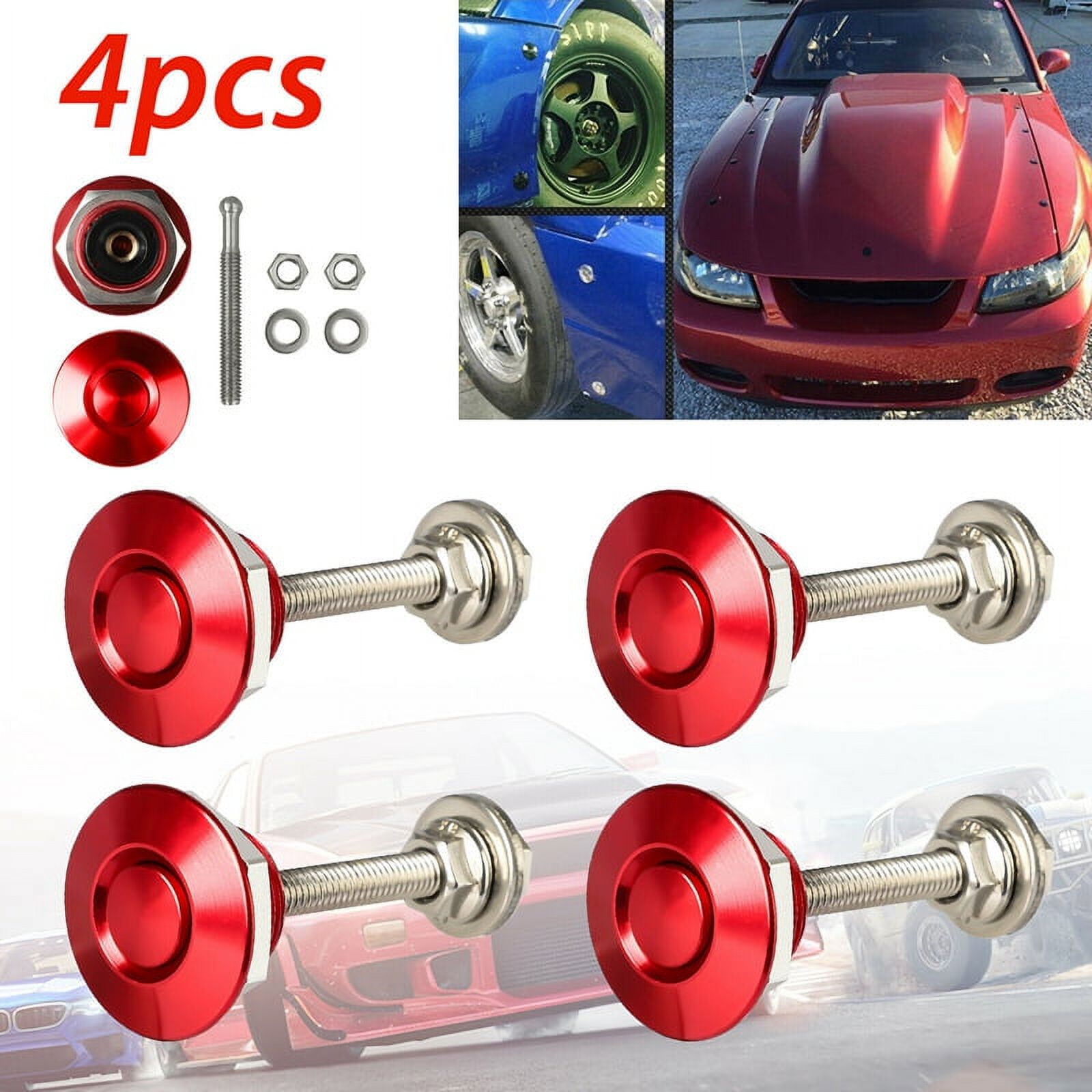 4X Quick Release Push Hood Latch Button Car Pin Lock Bumper Clip ...