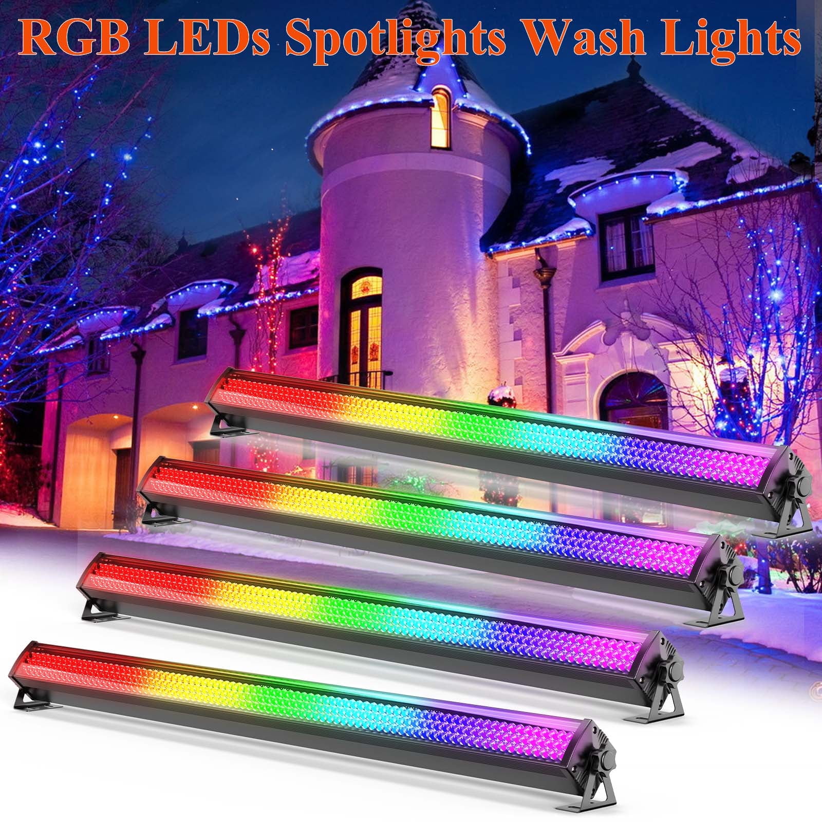 4X RGB Wall Wash Light Bar 252 LED DMX Strobe Stage DJ Beam Lighting ...