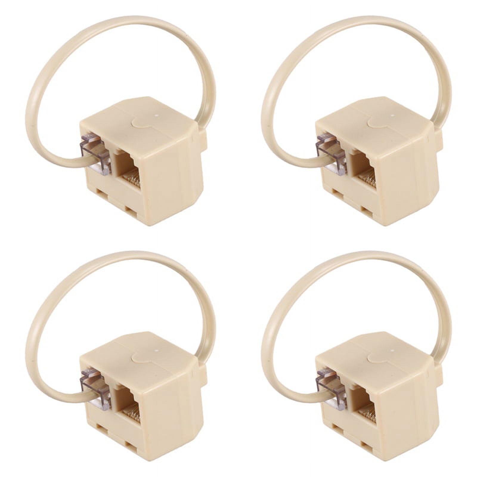 4X RJ11 6P4C 2 Way Outlet Telephone Jack Line Splitter Adapter Beige ...