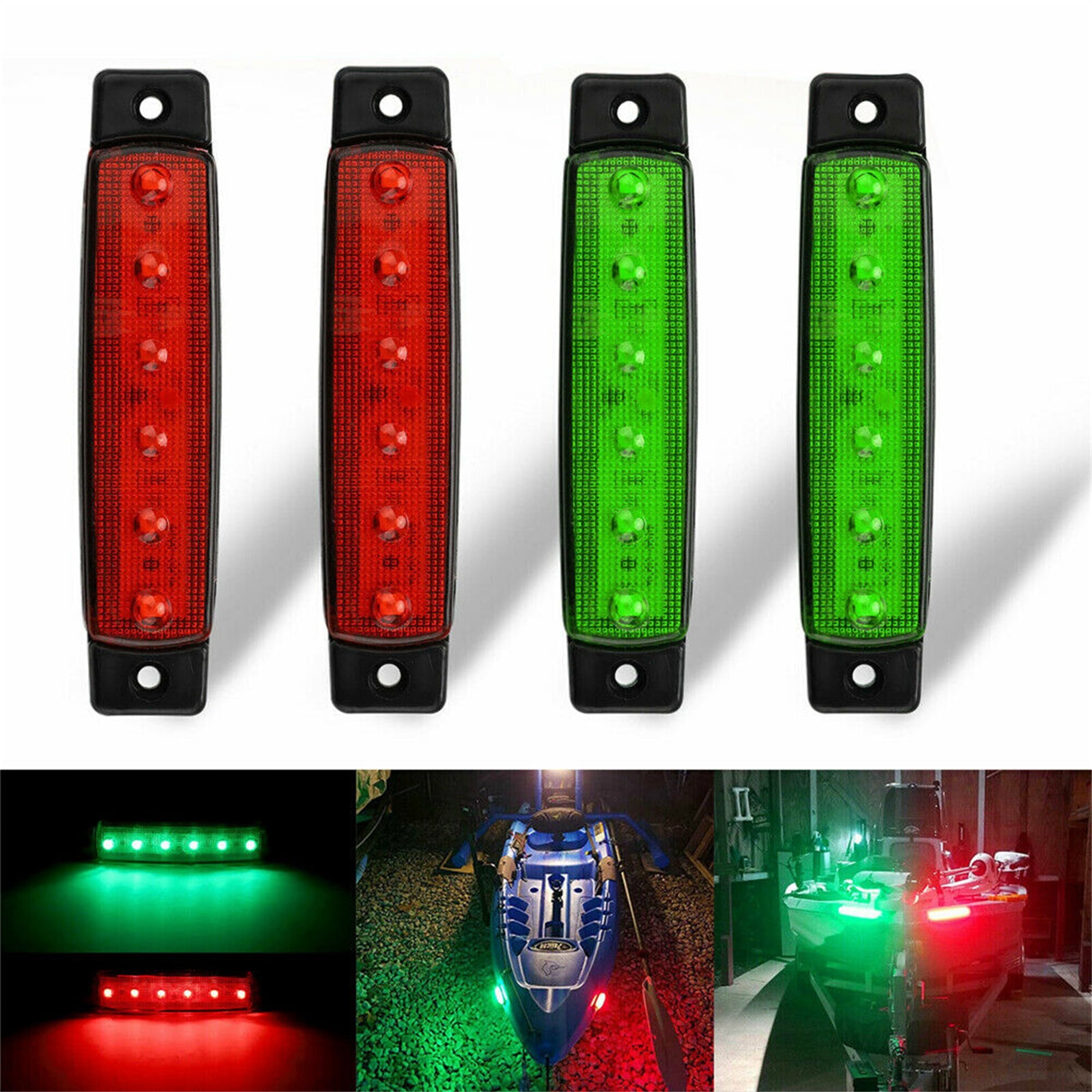 4X Red Green Waterproof LED Marine Boat Yacht Deck Bow Pontoon ...