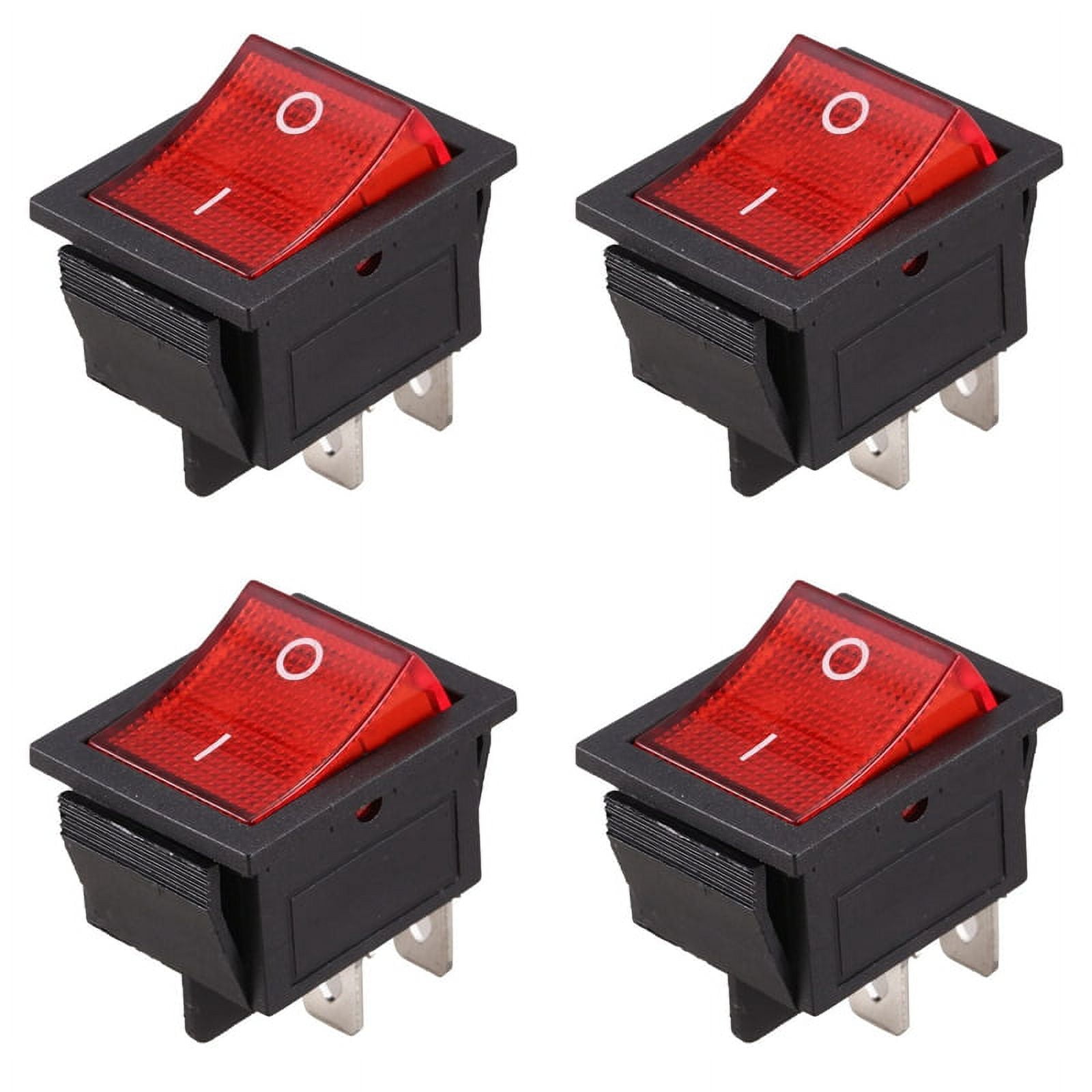 4X Red Light Illuminated 4 Pin DPST ON/OFF Snap in Rocker Switch 16A 20A 250V AC - Walmart.com