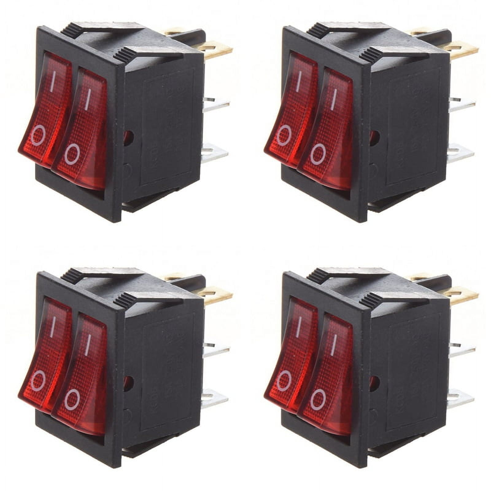 4X Red Light Illuminated 6 Pin Dual SPST on/OFF Boat Rocker Switch AC 15A/250V 20A/125V ...