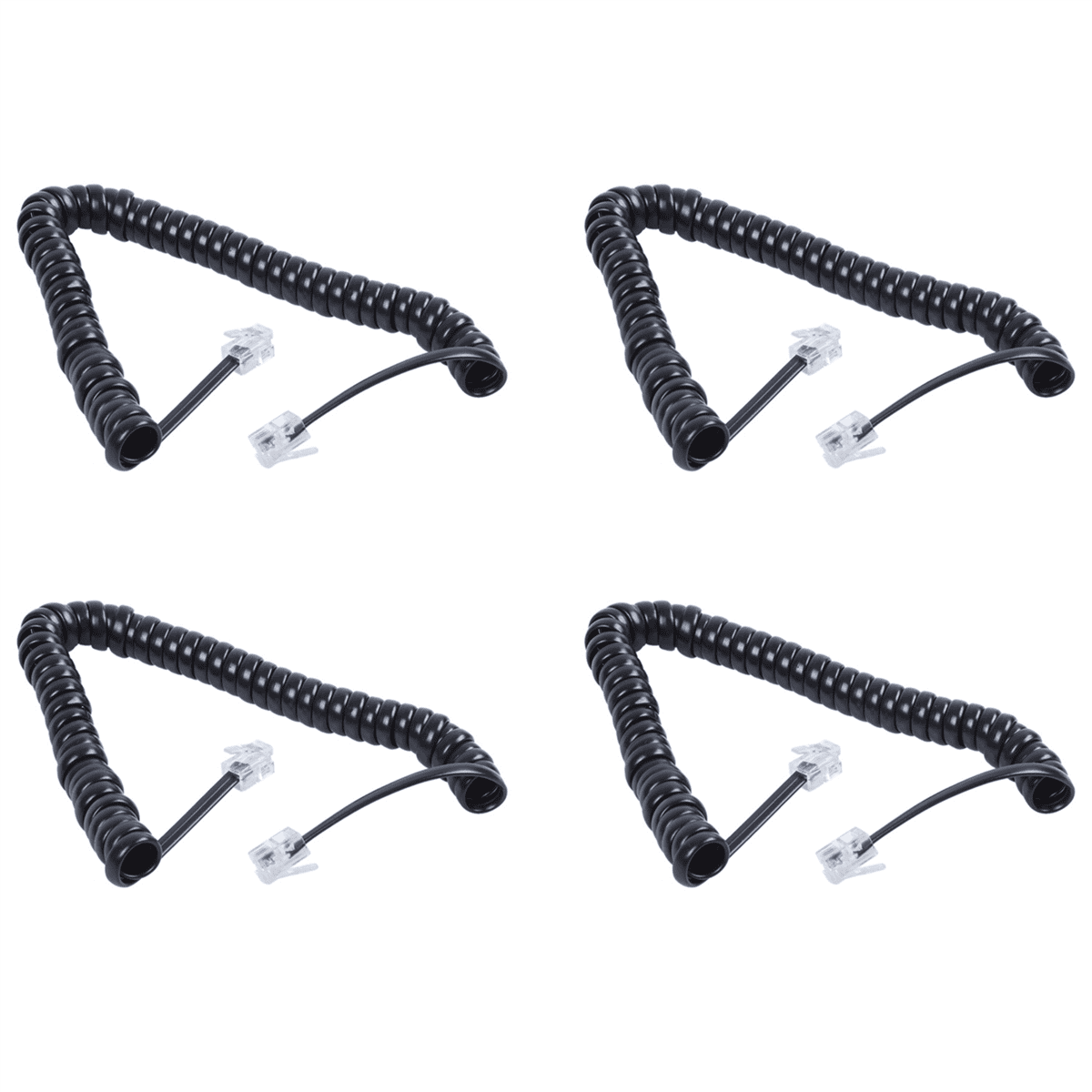 4X Replacement RJ9 4P4C Plug Coiled Stretchy Telephone Handsets Cable ...