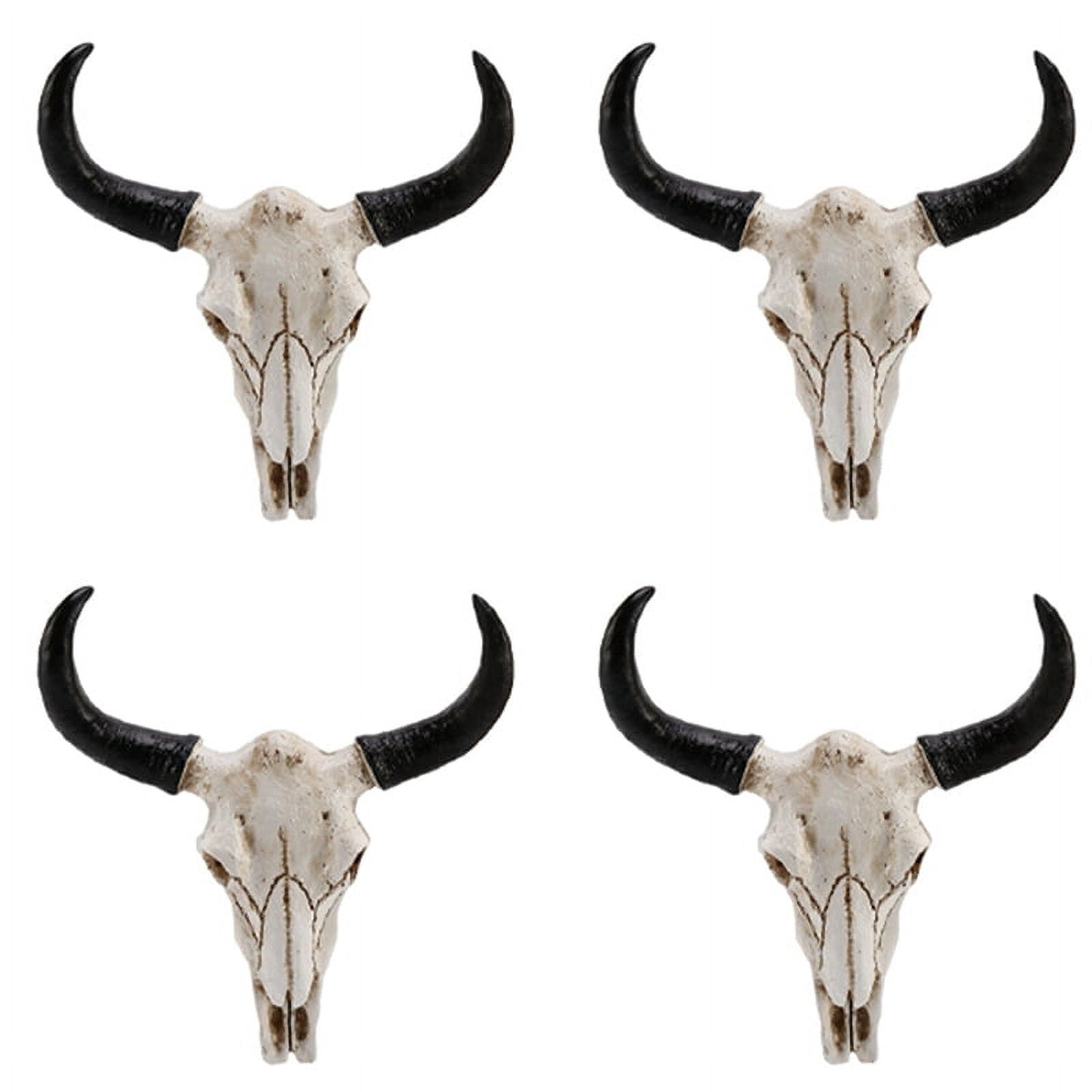 4X Resin Longhorn Cow Skull Head Wall Hanging Decor 3D Animal Wildlife ...