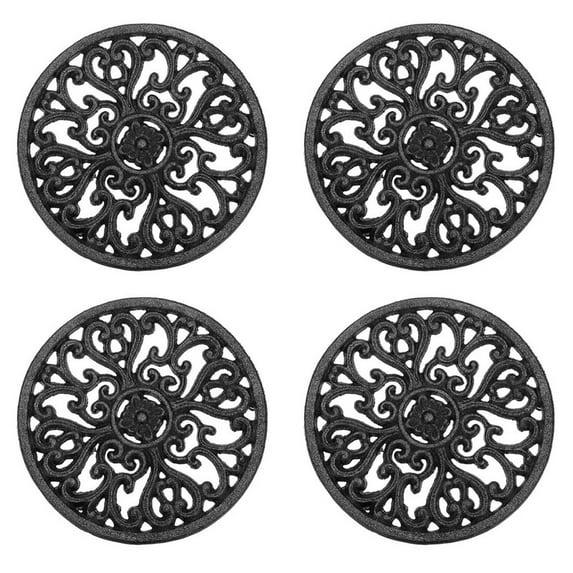4X Round Cast Iron Trivet 6.7Inch Iron Heat-Insulation Trivet Non-Slip ...