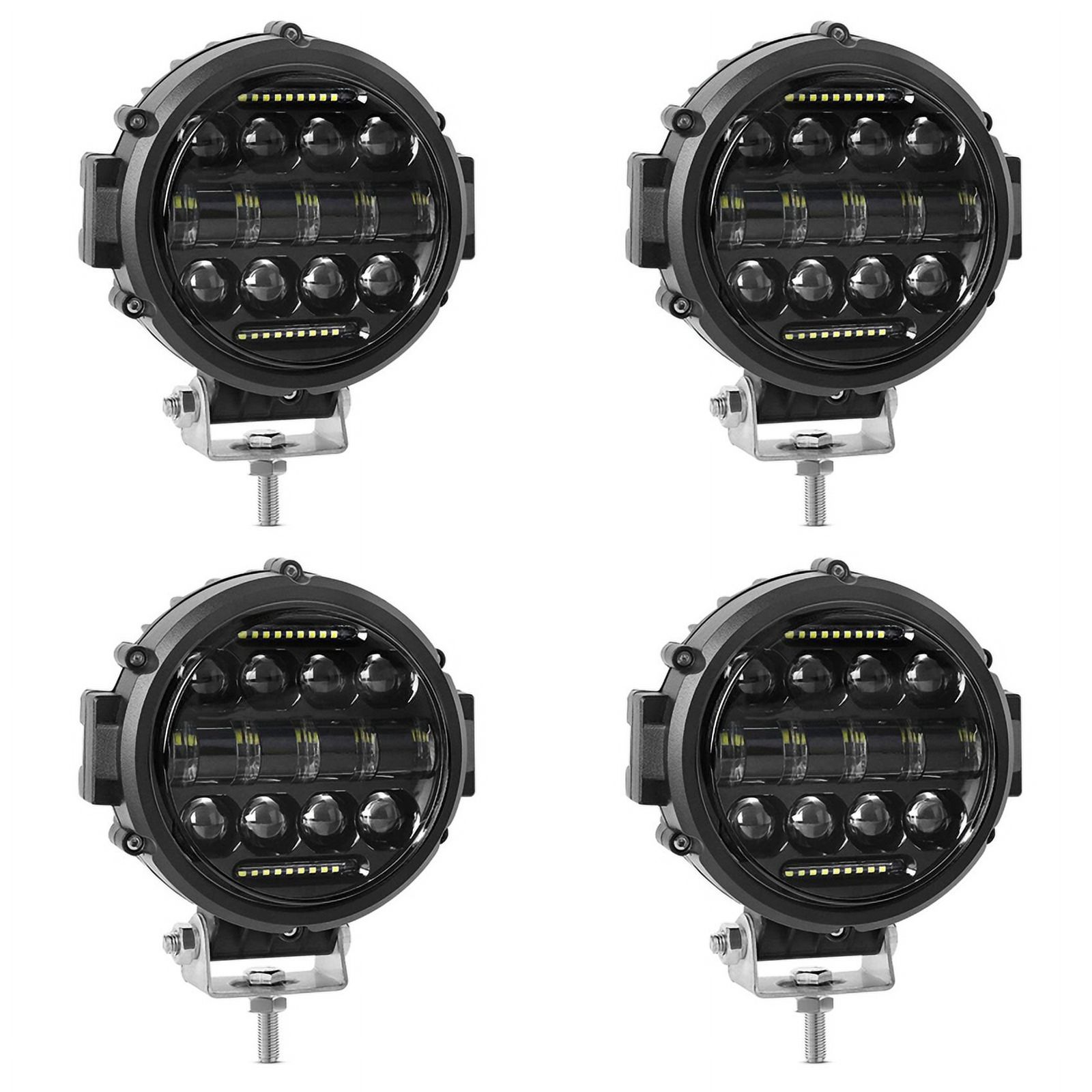 4X Round LED Work Light, 60W Flood Spot Combo Beam LED Light Daytime ...
