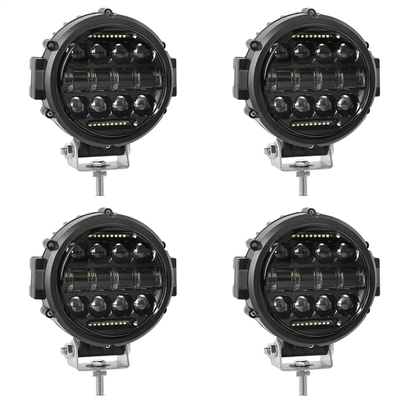 4X Round LED Work Light, 60W Flood Spot Combo Beam LED Light Daytime ...
