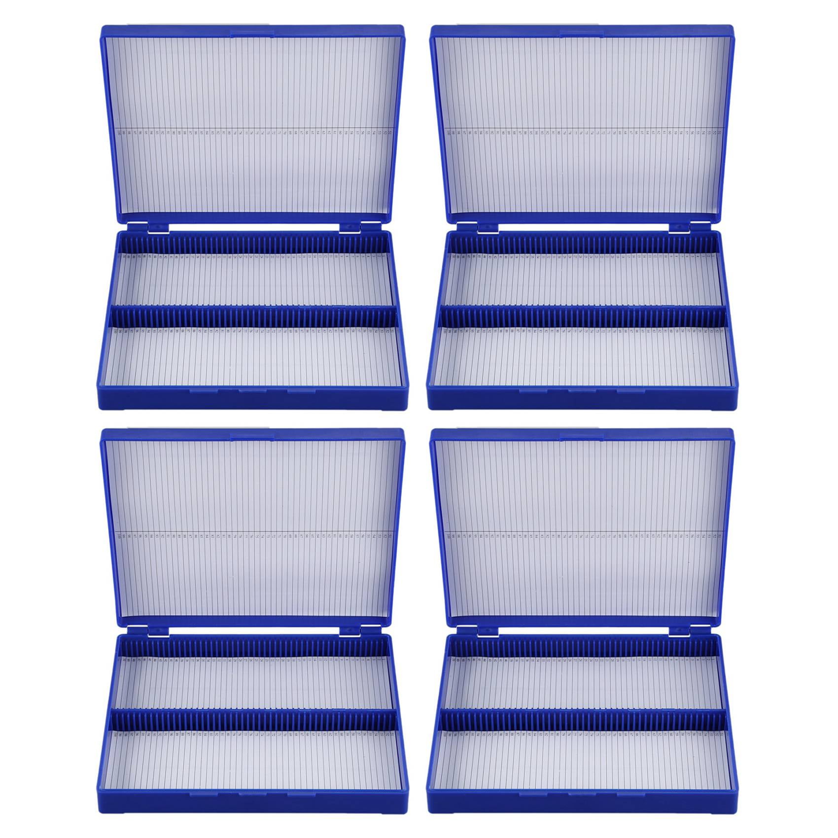 4X Royal Blue Plastic Rectangle Hold 100 Microslide Slide Microscope ...
