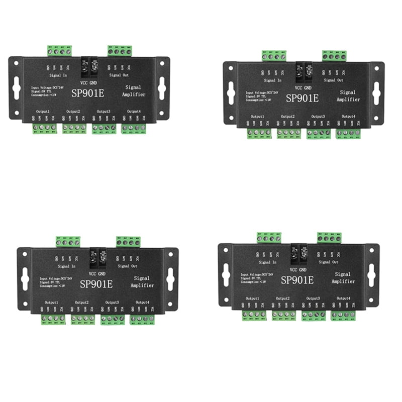 4X SP901E LED Pixel SPI Signal Amplifier Repeater Addressable LED Strip ...