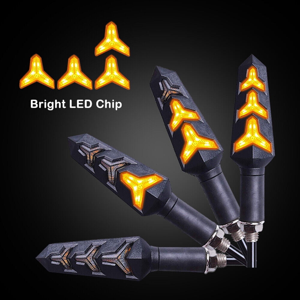 4X Sequential Motorcycle LED Turn Signals Flowing Water Blinker Lights ...