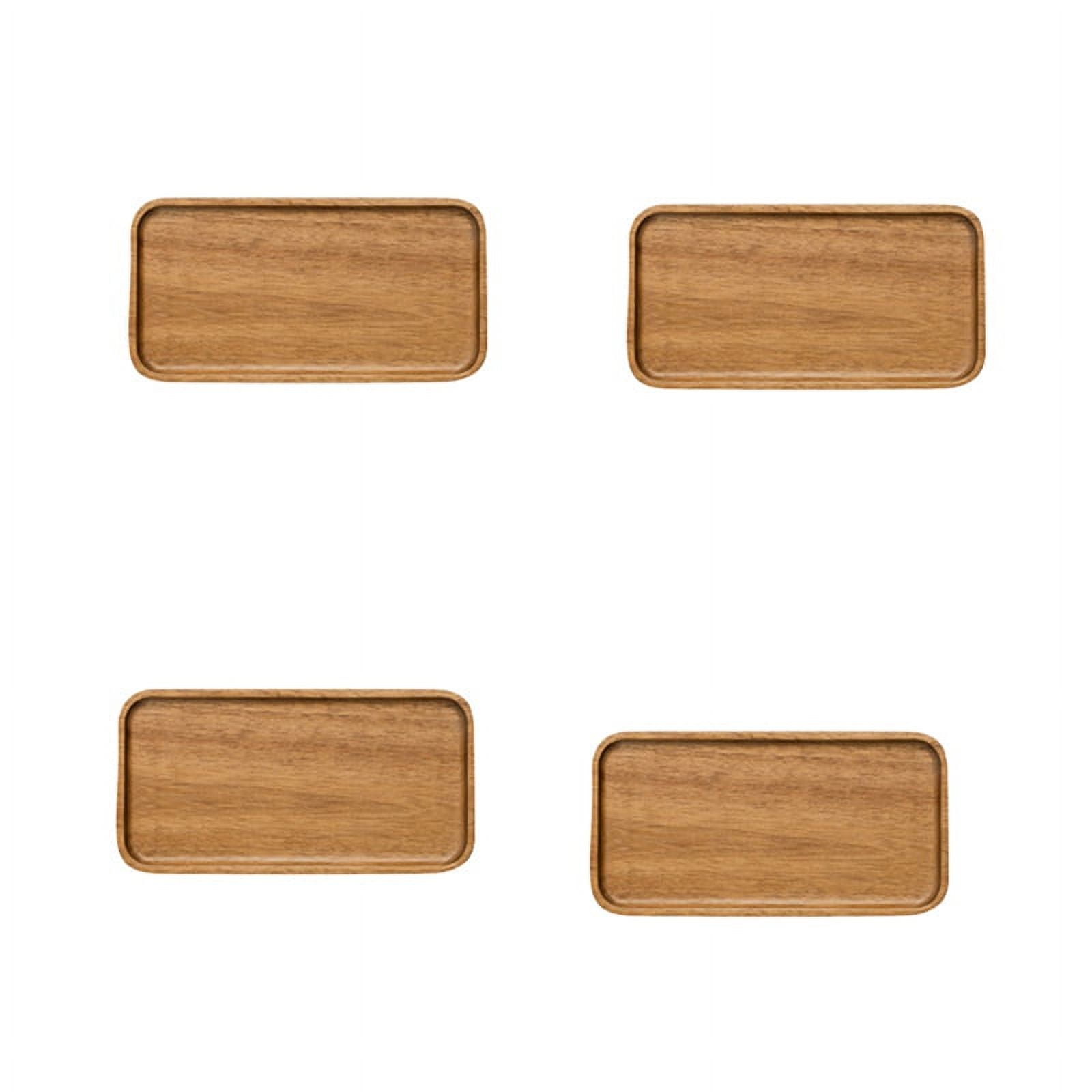 4X Serving Tray, Rectangular Solid Wood Flat Bottom Plate, Fruit Plate ...