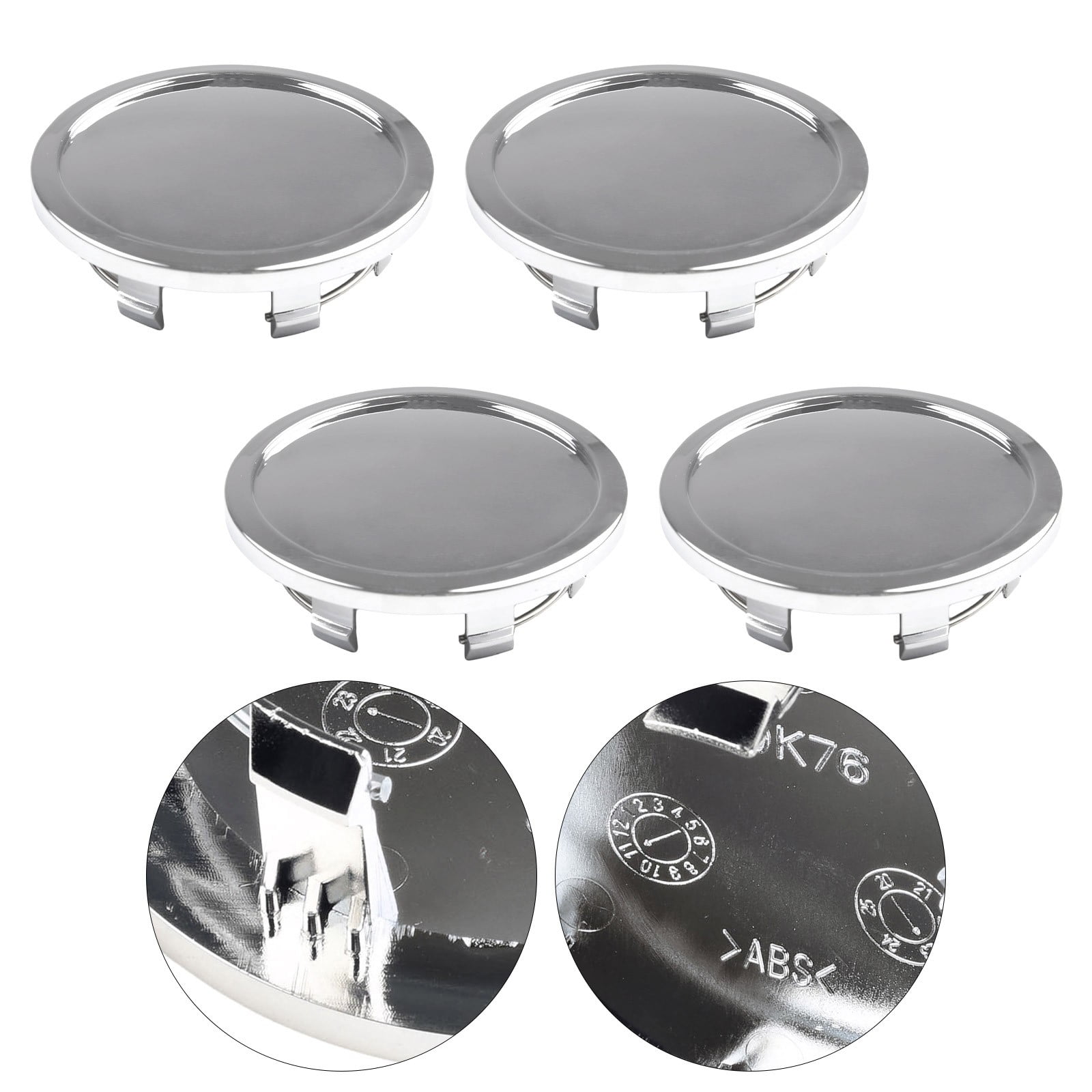 4X/Set 76mm ABS Chrome Car Wheel Center Cap Tyre Rim Hub Cap Cover ...