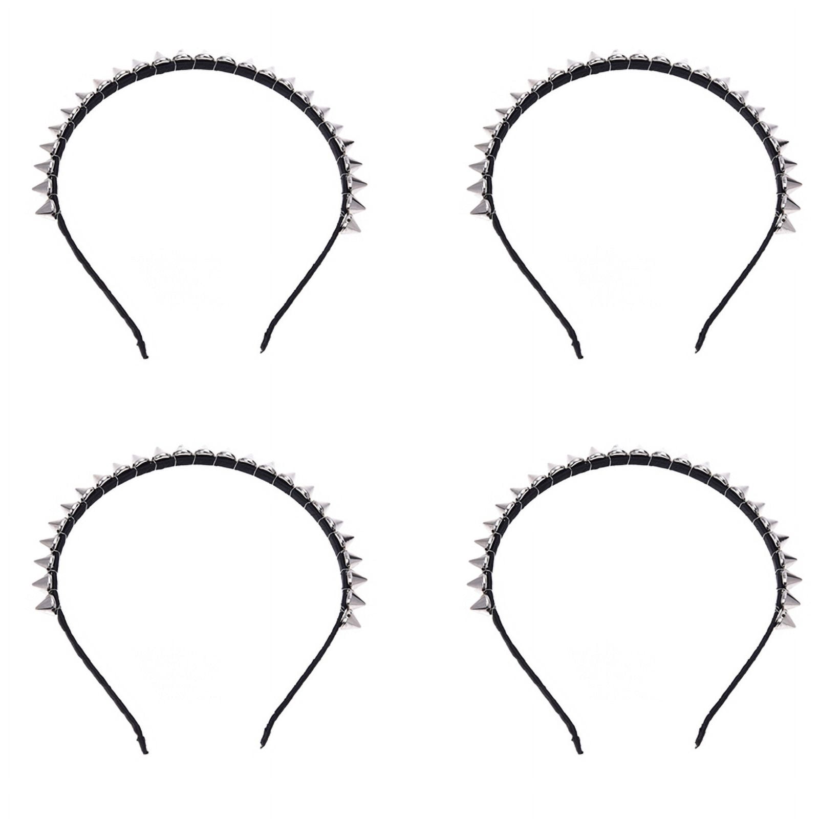 4X Silver Metal Stud Headband Hair Head Band Aliceband Punk Girl ...