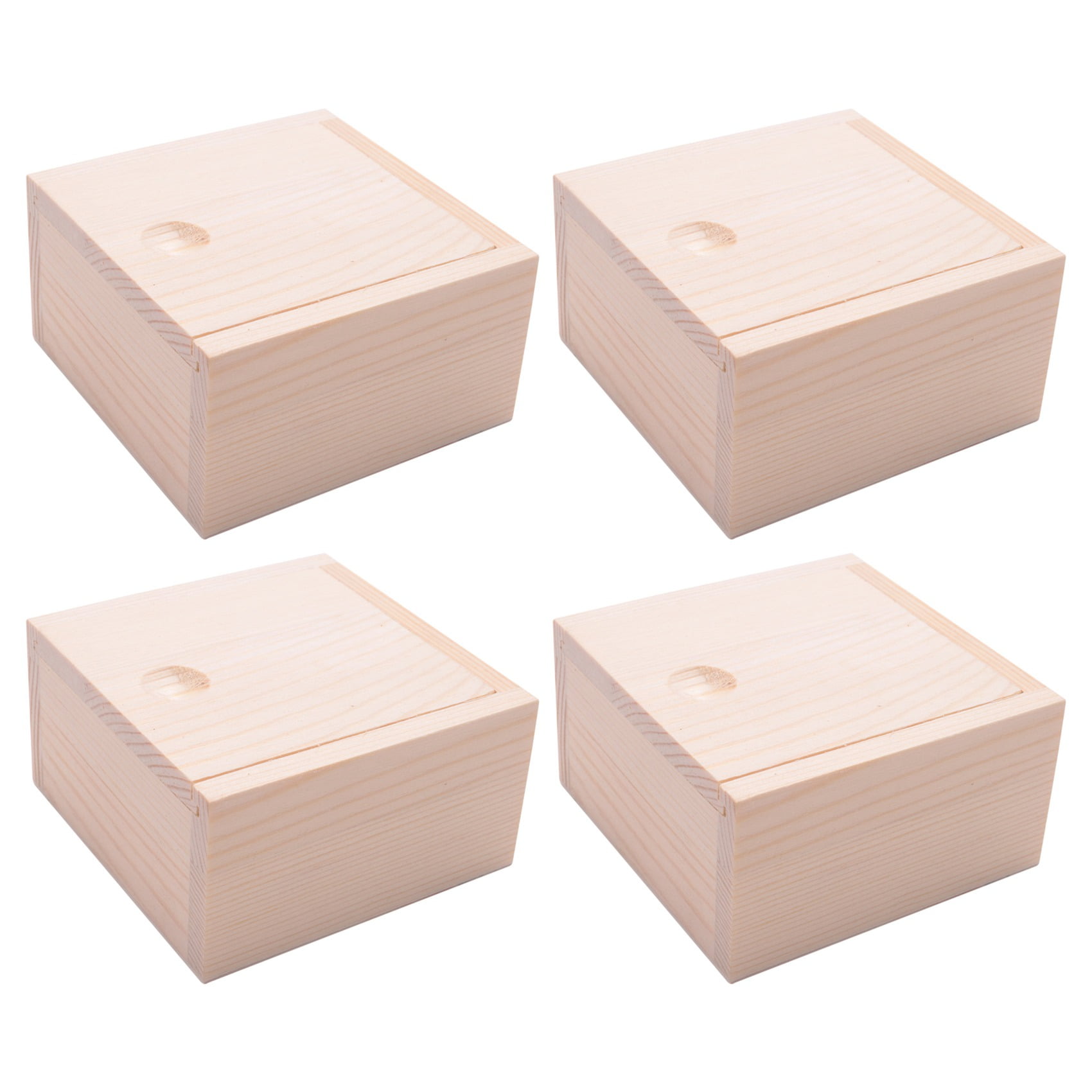 4X Small Plain Wooden Storage Box Case for Jewellery Small Gadgets Gift ...