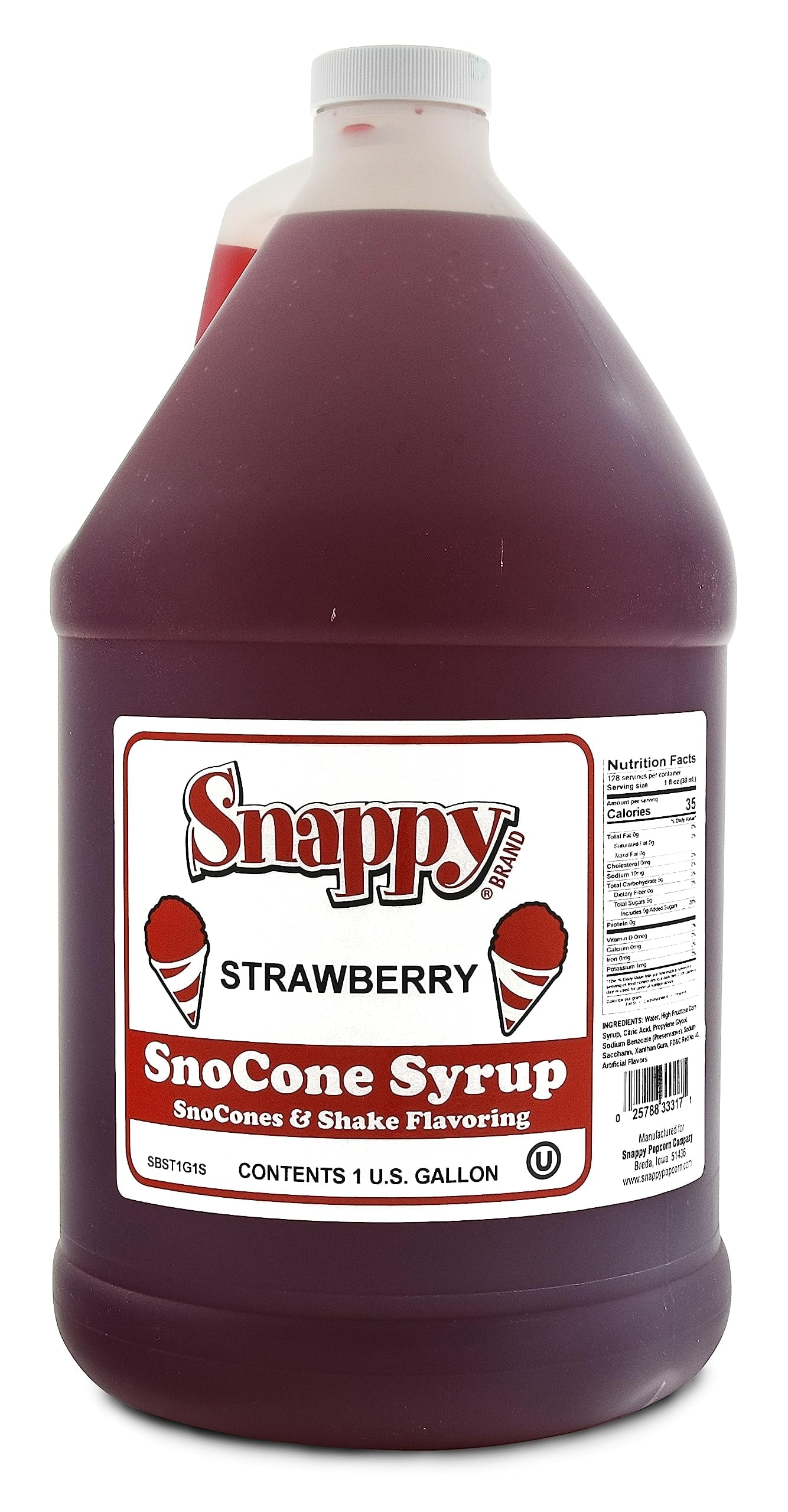 Snappy Strawberry Sno Cone Syrup, 128 Fl Oz - Walmart.com