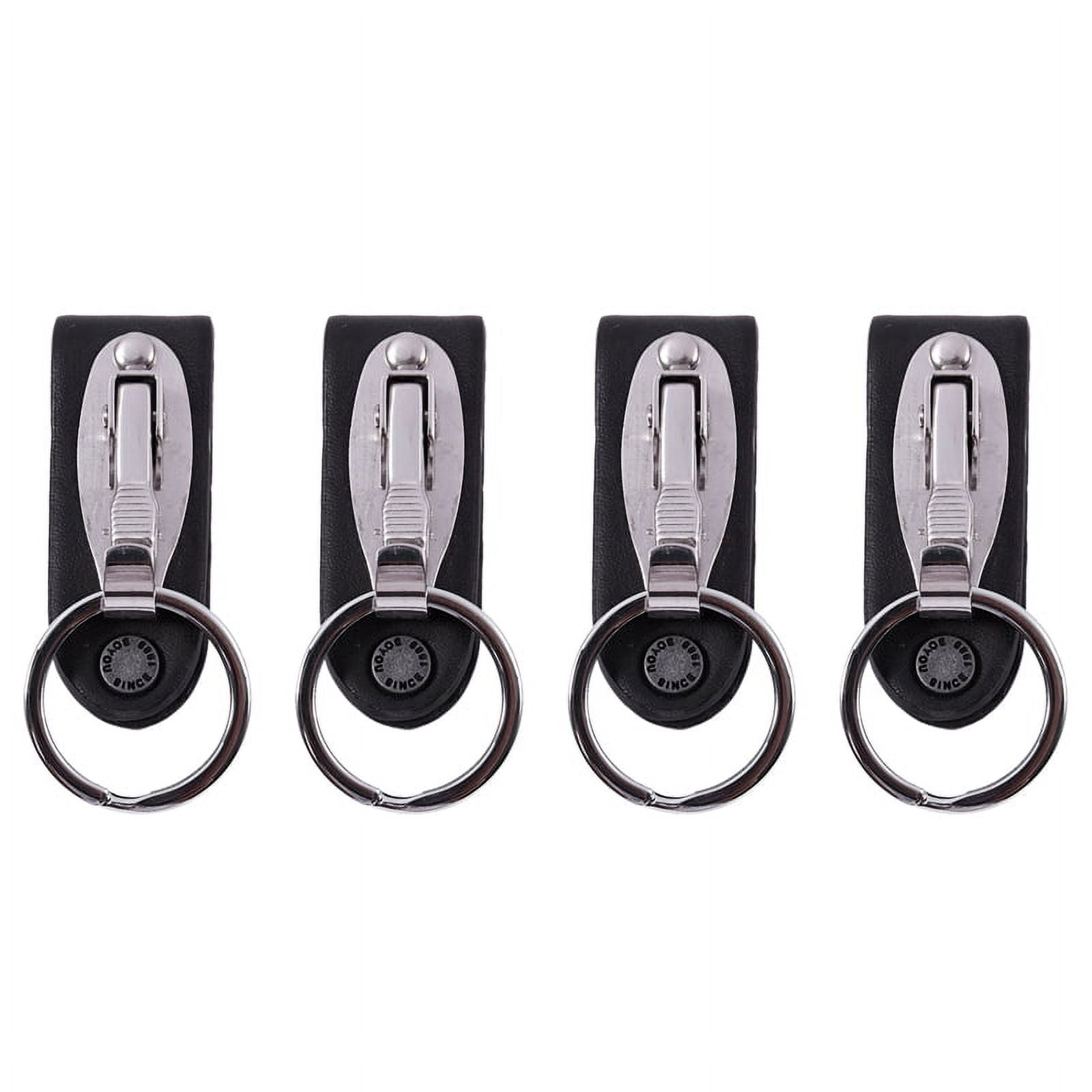 4X Stainless Steel Keyring Design Faux Leather Belt Loop Key Chain,4 x ...