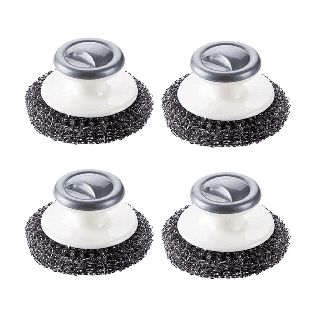 4X Stainless Steel Scrubber with Handle, Heavy Duty Pot Scrubbers Dish ...