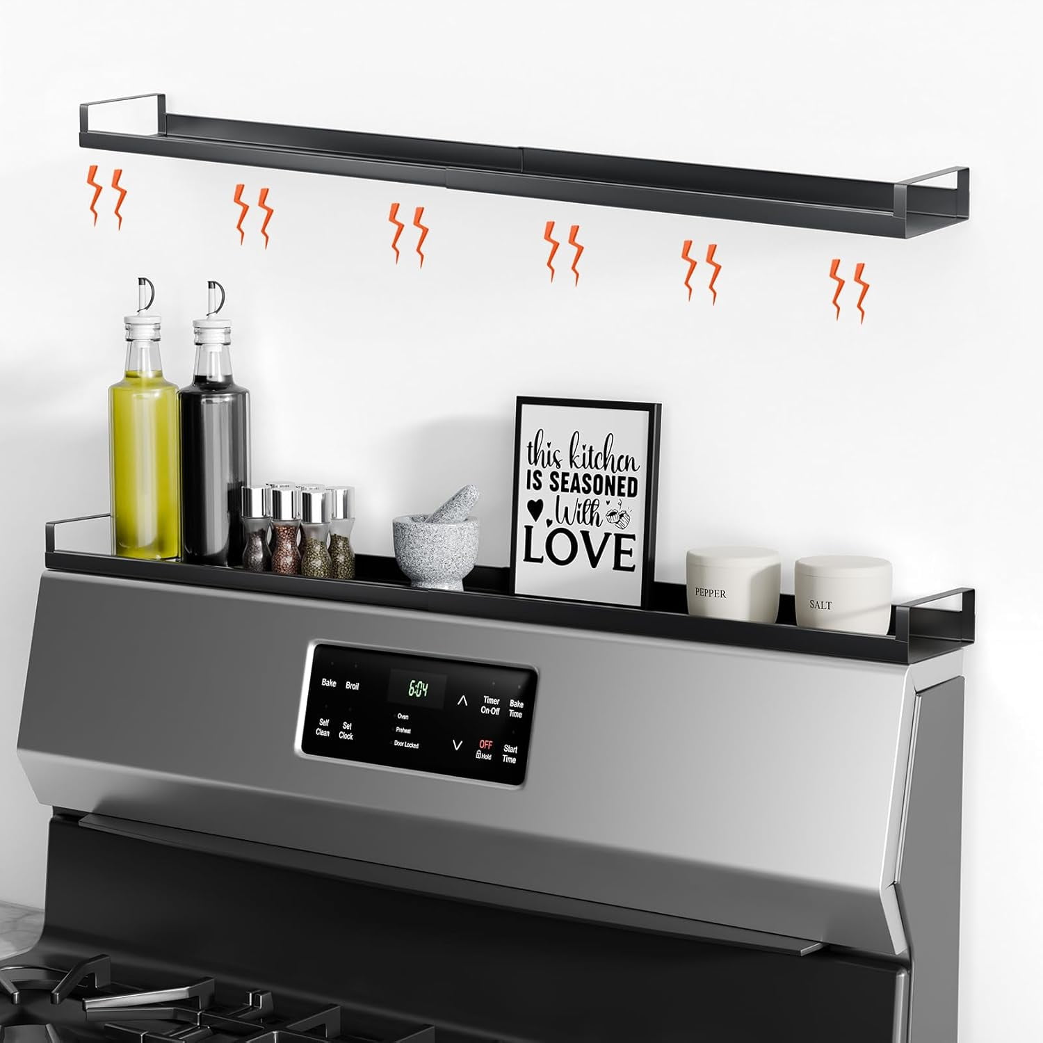 4X Strong Magnetic Shelf for Stove Top, 30" Adjustable Oven Shelf Spice ...